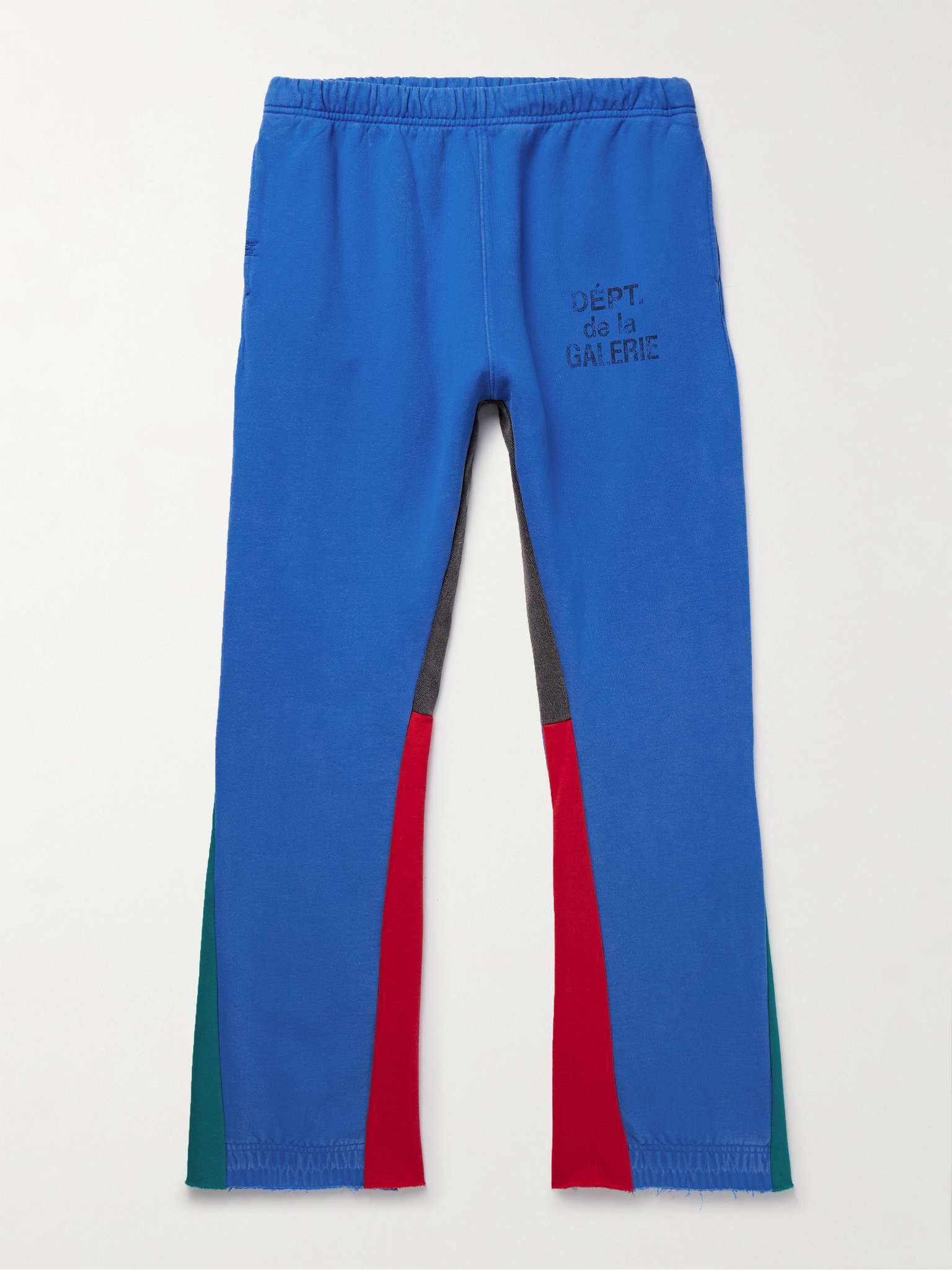 GALLERY DEPT. Flared Denim-Panelled Logo-Print Cotton-Jersey Sweatpants ...