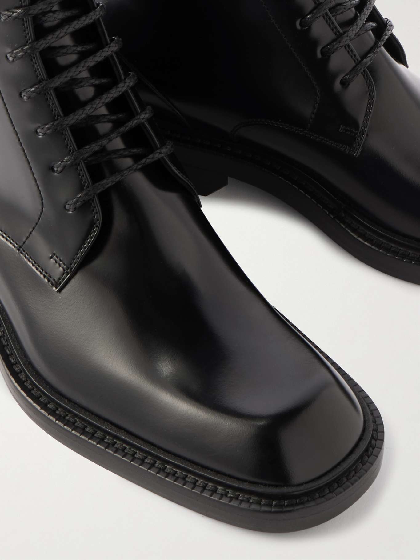 SAINT LAURENT Ian Glossed-Leather Boots for Men | MR PORTER