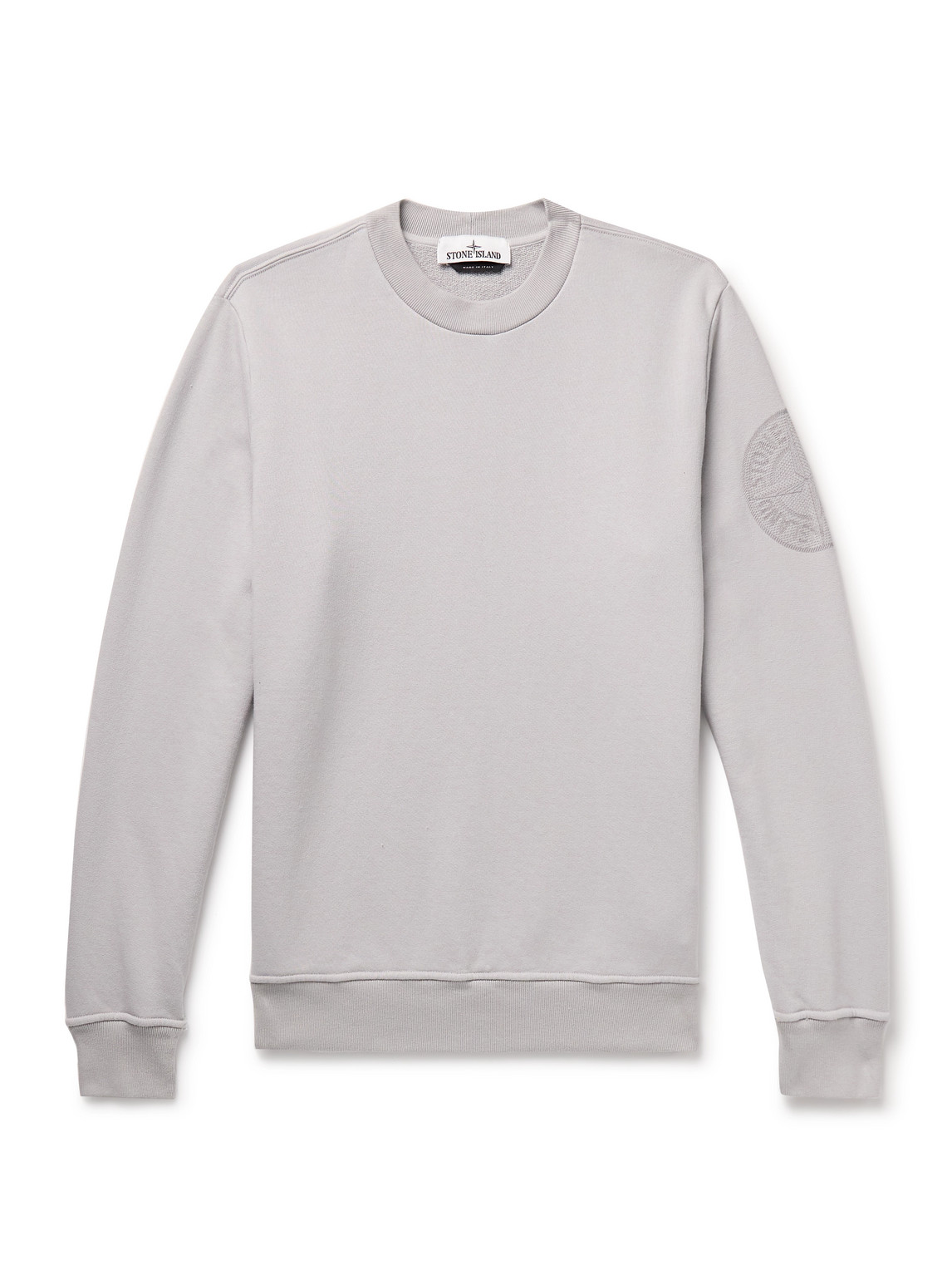 Stone Island - Logo-Embroidered Garment-Dyed Cotton-Jersey Sweatshirt ...