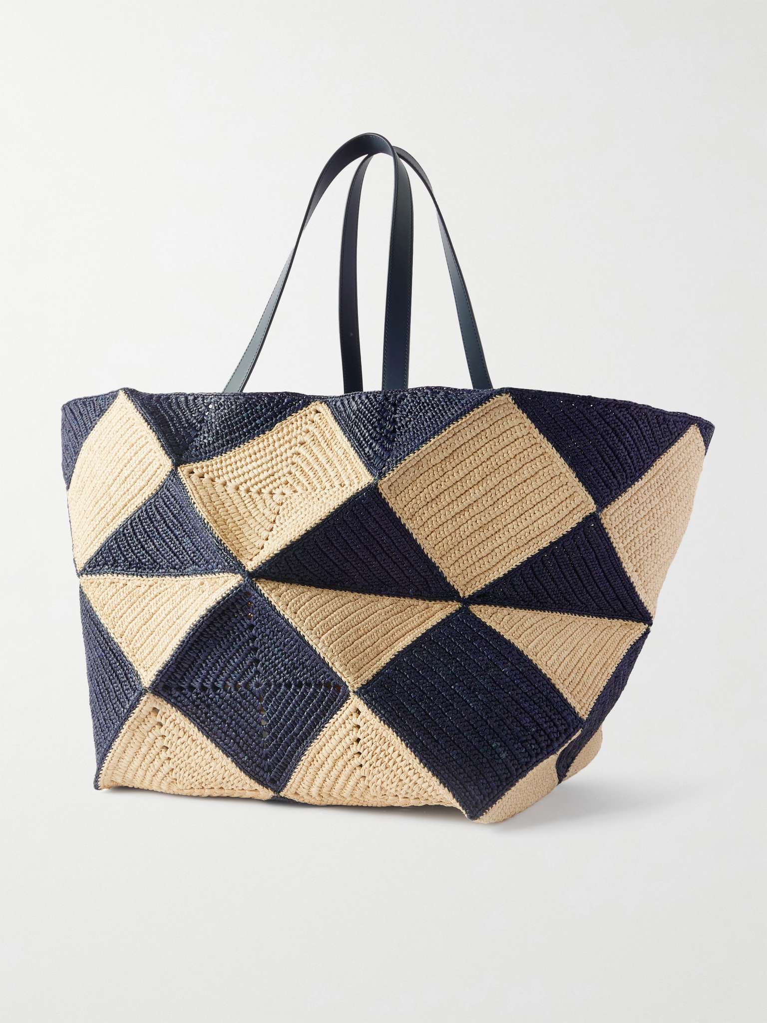 Navy + Paula's Ibiza Puzzle XXL Leather-Trimmed Raffia Tote Bag | LOEWE ...