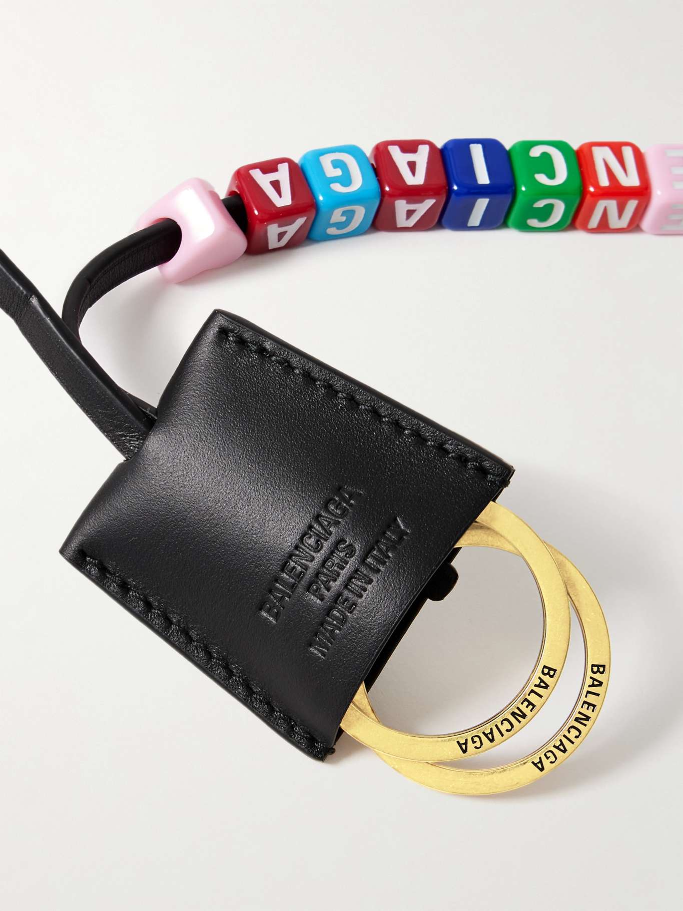 BALENCIAGA Rodeo Cloche Clé Leather Beaded Keychain Lanyard for Men ...