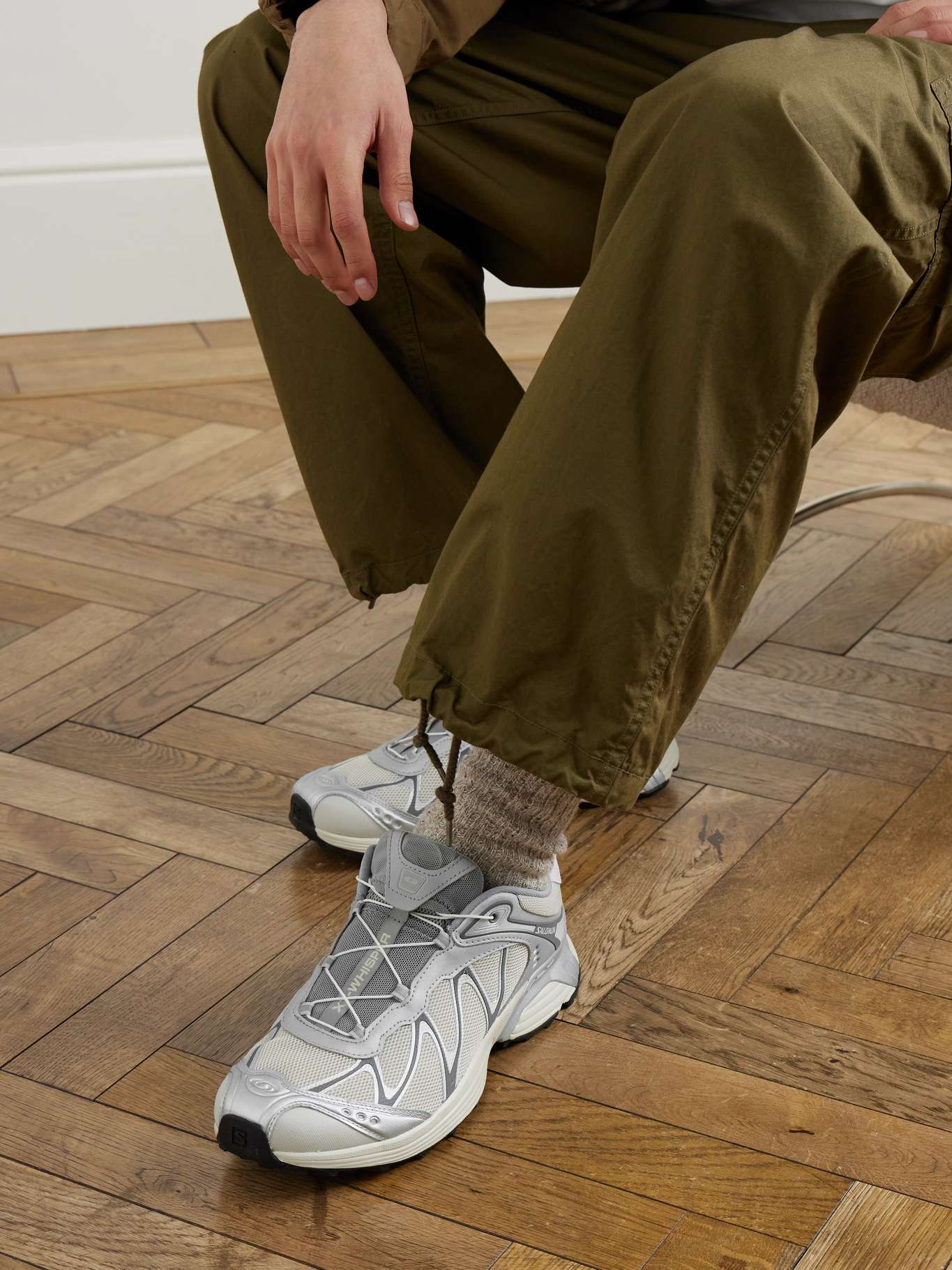 SALOMON XT-WHISPER Metallic Rubber-Trimmed Mesh Sneakers for Men | MR ...