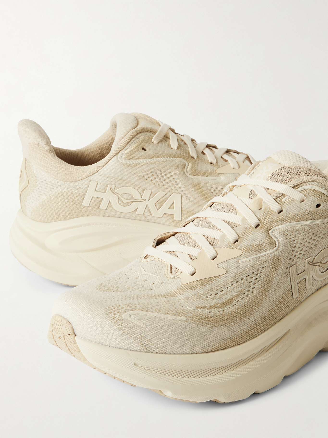 HOKA Clifton 10 Rubber-Trimmed Jacquard Running Sneakers for Men | MR ...