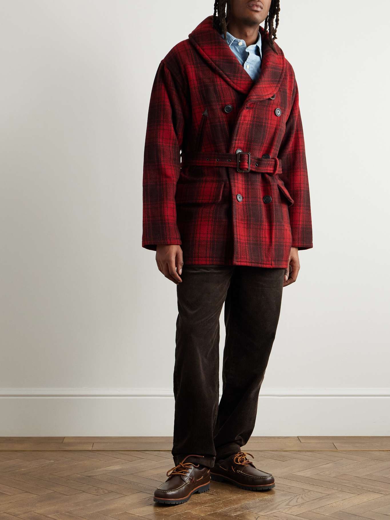 POLO RALPH LAUREN Polo Country Shawl-Collar Belted Checked Cotton ...