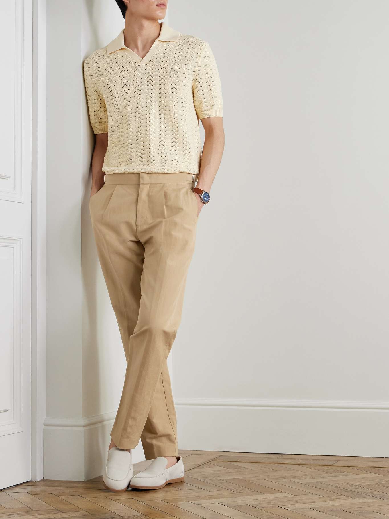 ORLEBAR BROWN Carsyn Tapered Pleated Linen and Cotton-Blend Trousers ...