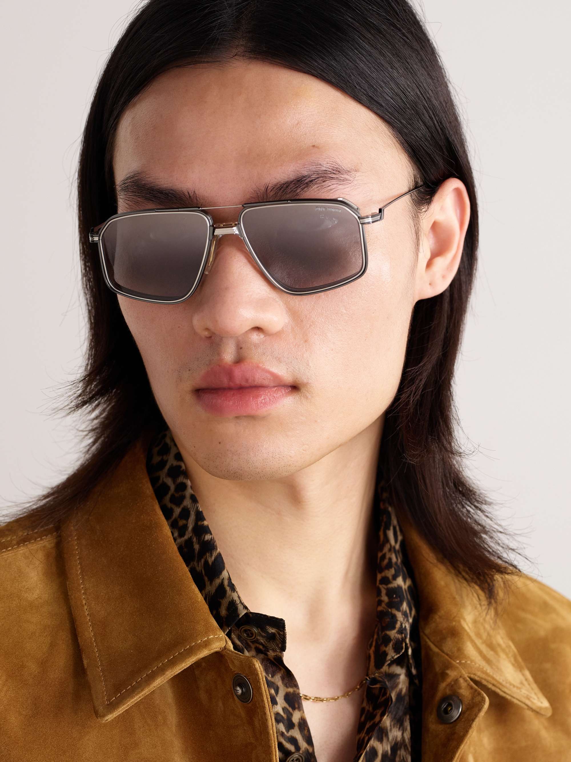 JACQUES MARIE MAGE Decade Collection Jagger Aviator-Style Beta Titanium Sunglasses Set for Men ...