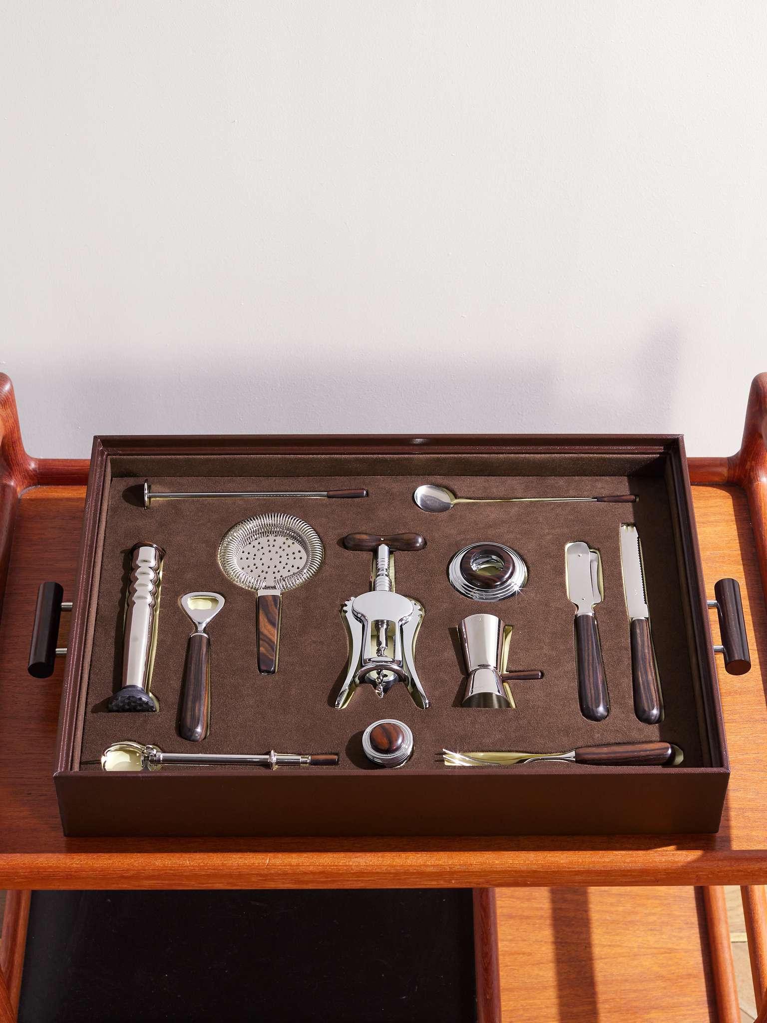 LORENZI MILANO Ebony, Leather and Stainless Steel Bar Set for Men | MR ...