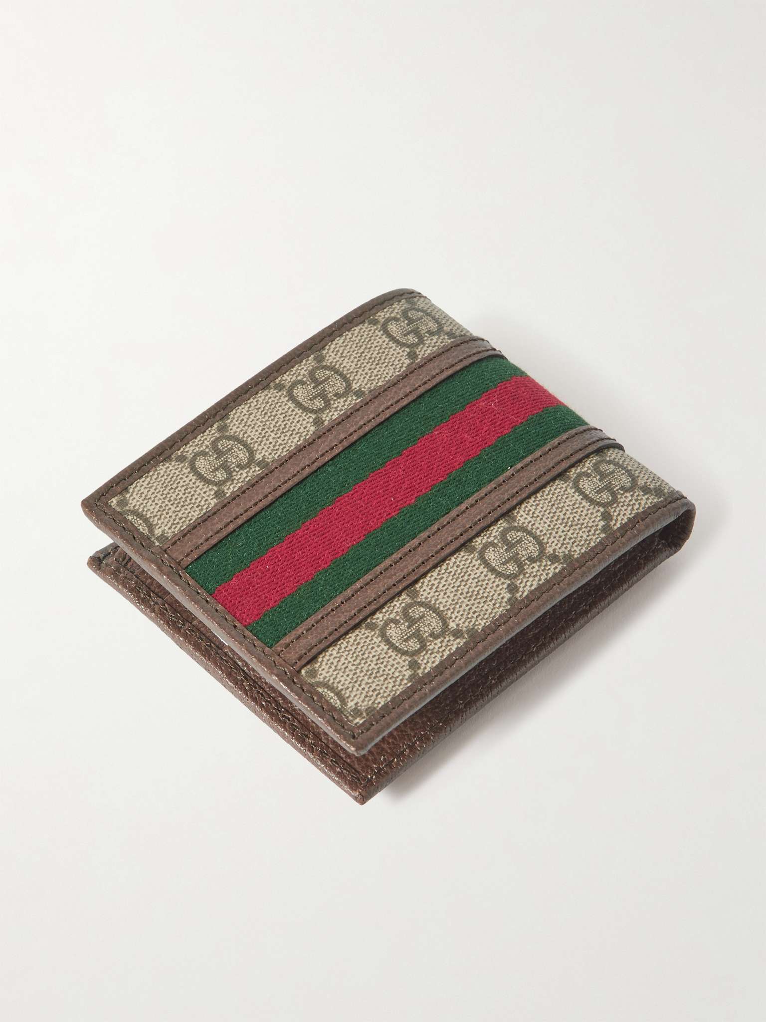 GUCCI Ophidia Webbing-Trimmed Monogrammed Coated-Canvas and Leather ...