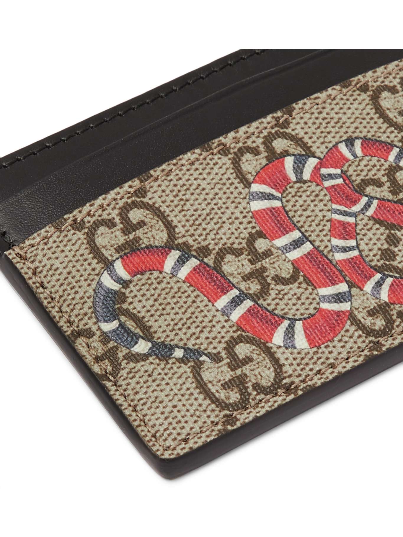 GUCCI Printed Monogrammed Coated-Canvas and Leather Cardholder for Men ...