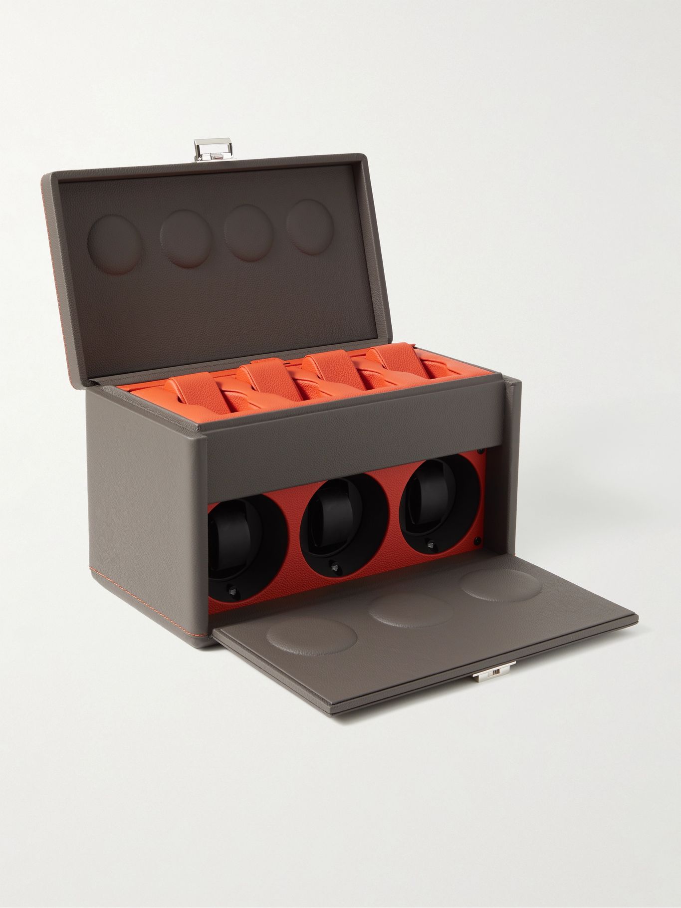 Taupe 7-RT Full-Grain Leather Triple Watch Winder | SCATOLA DEL TEMPO ...