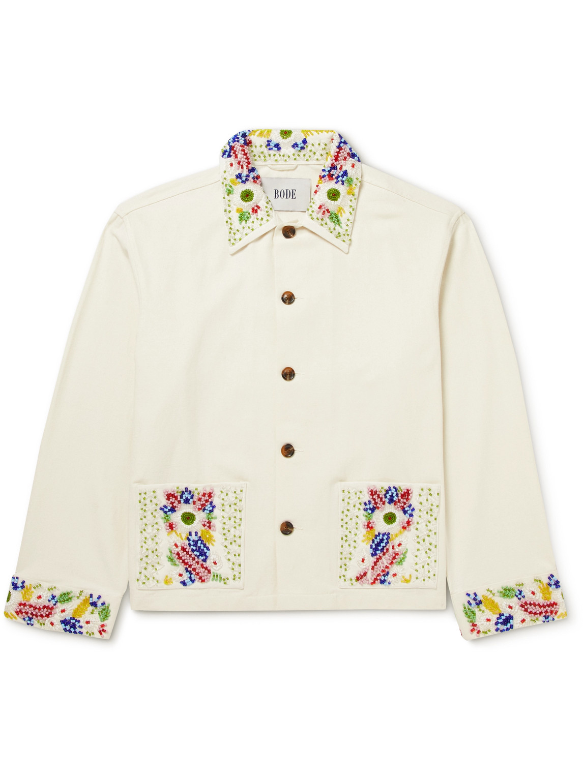 BODE - Beaded Cotton-Canvas Blouson Jacket - Men - Neutrals - M | The ...