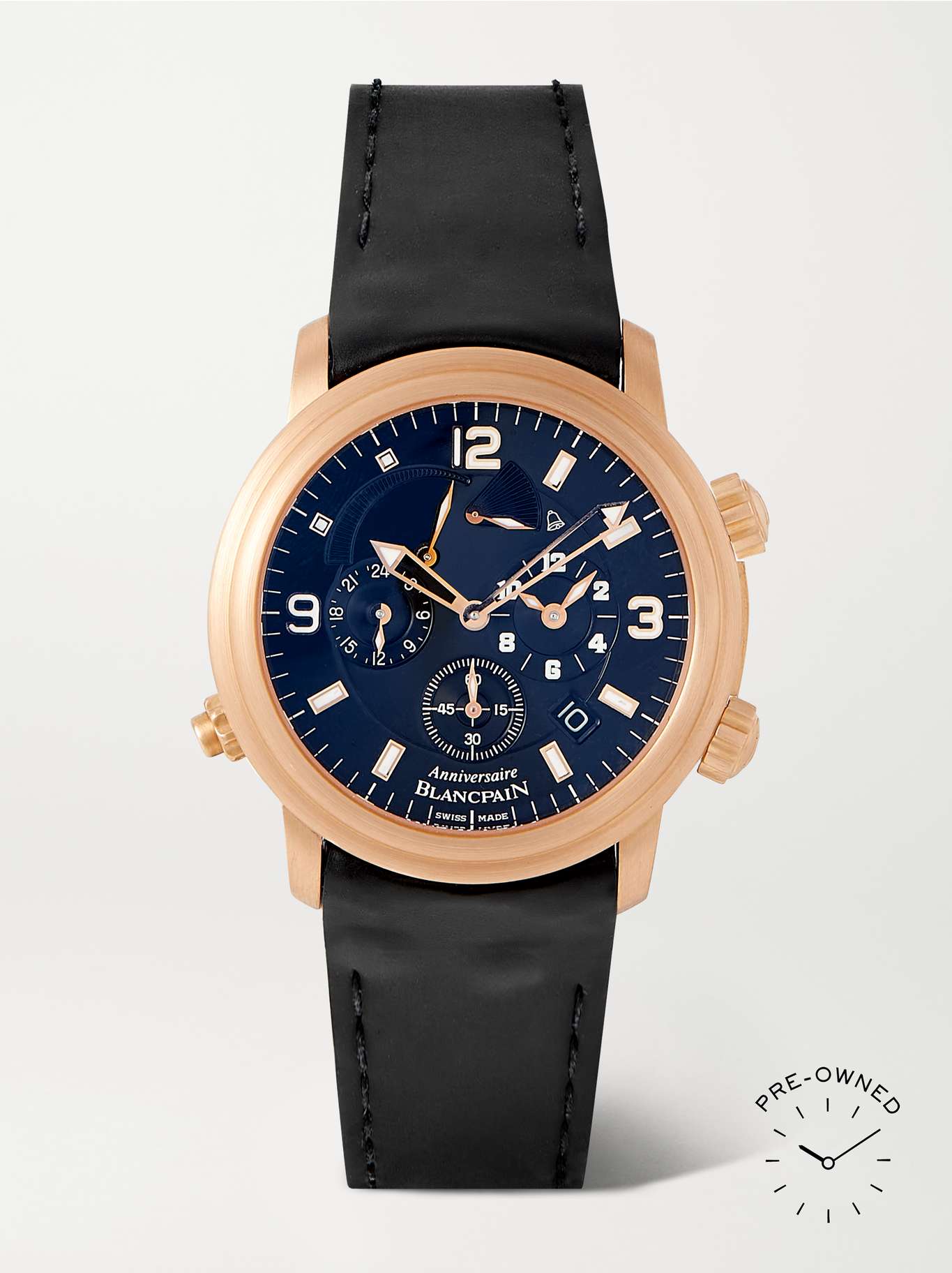 BLANCPAIN Pre-Owned 2010 Leman GMT Automatic Chronograph 40mm 18-Karat ...