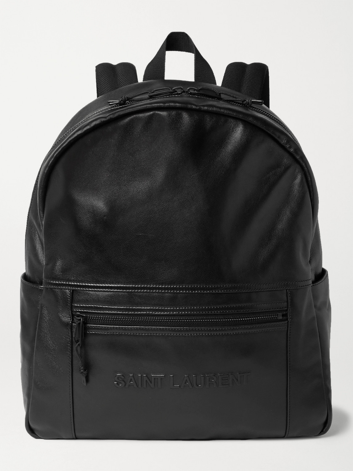 Saint Laurent Logo-embossed Leather Backpack In Black | ModeSens