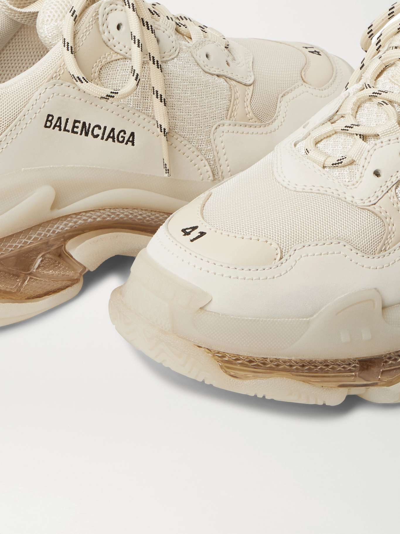 BALENCIAGA Triple S Clear Sole Mesh, Nubuck and Leather Sneakers for ...
