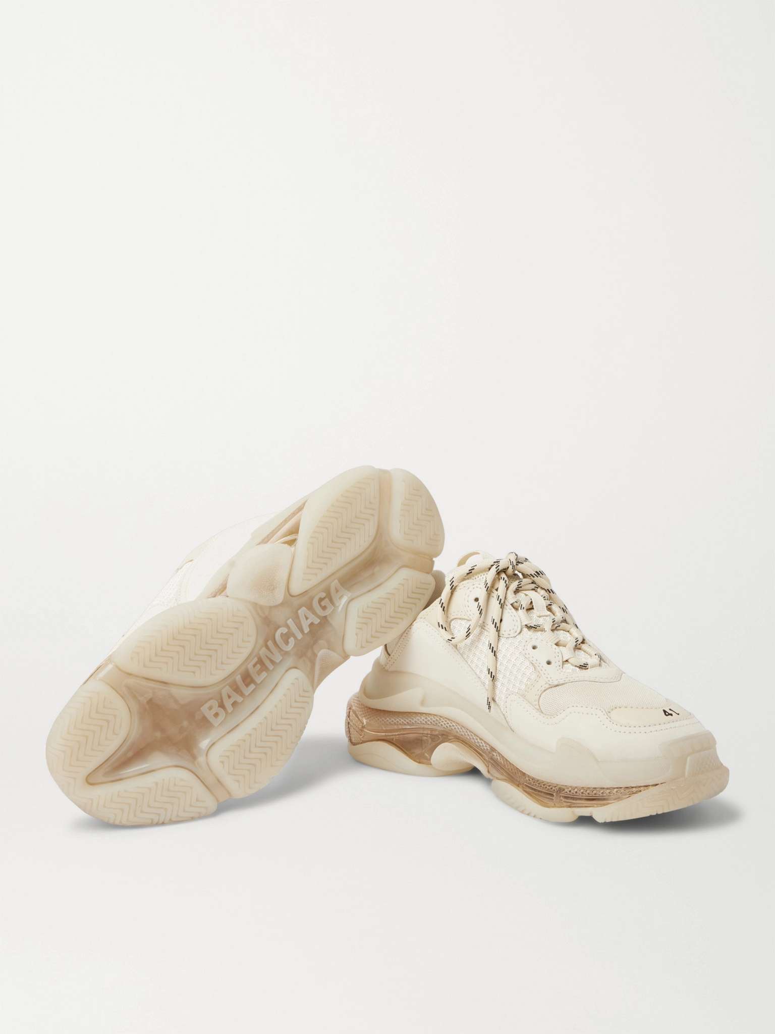 BALENCIAGA Triple S Clear Sole Mesh, Nubuck and Leather Sneakers for ...