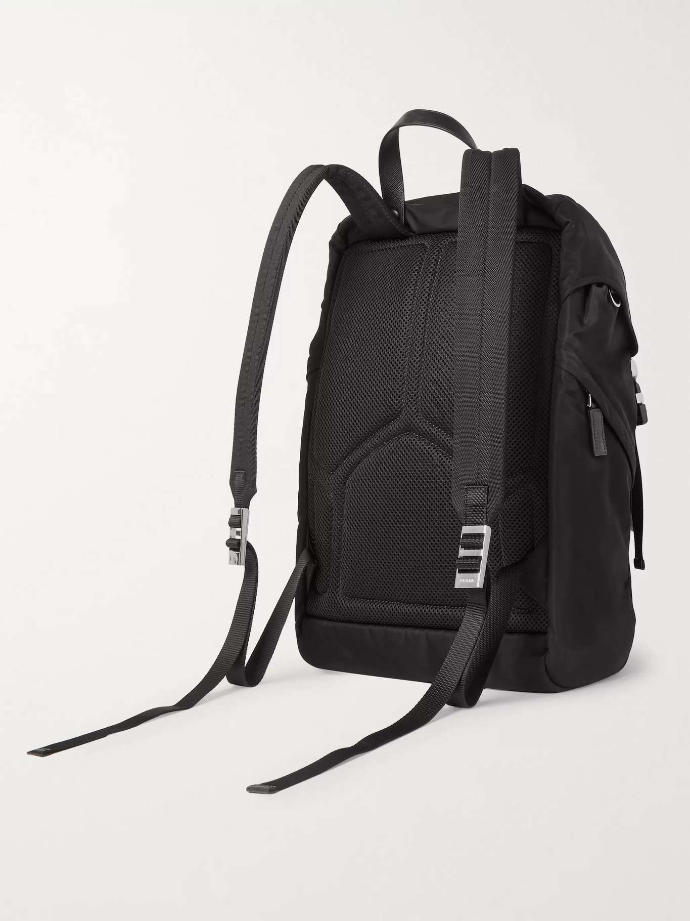 PRADA Logo-Appliquéd Leather-Trimmed Nylon Backpack for Men | MR PORTER