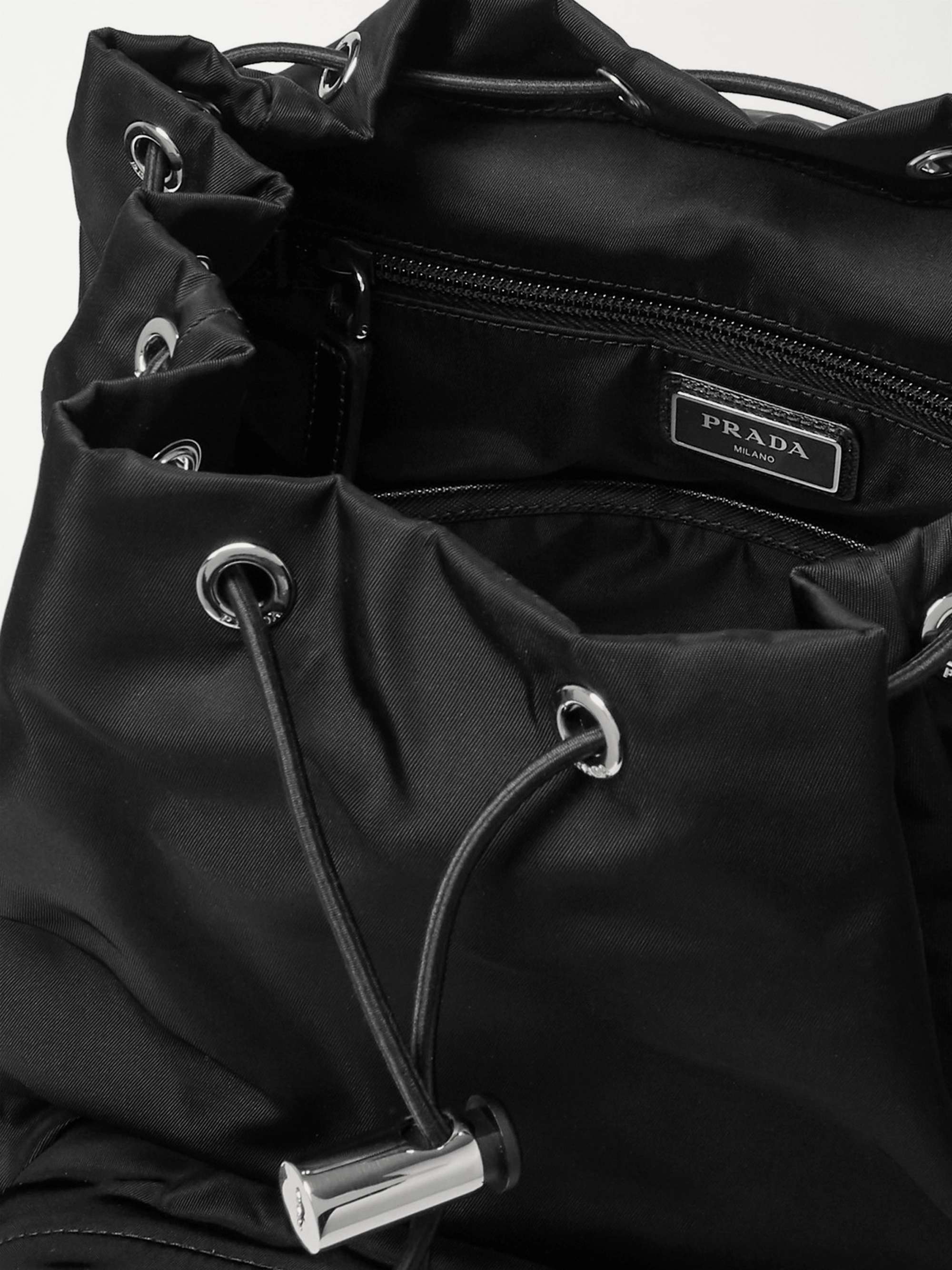 PRADA Logo-Appliquéd Leather-Trimmed Nylon Backpack for Men | MR PORTER