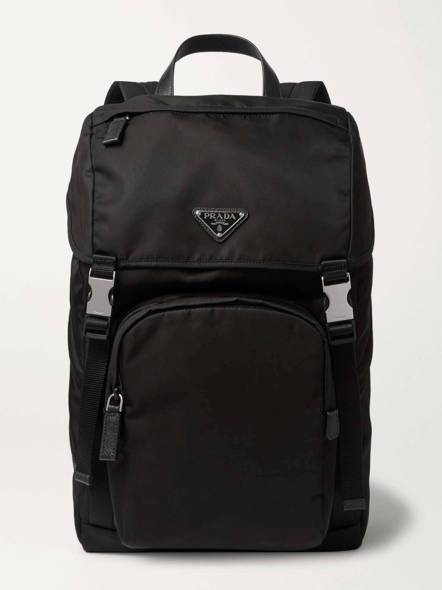 PRADA Logo-Appliquéd Leather-Trimmed Nylon Backpack for Men | MR PORTER