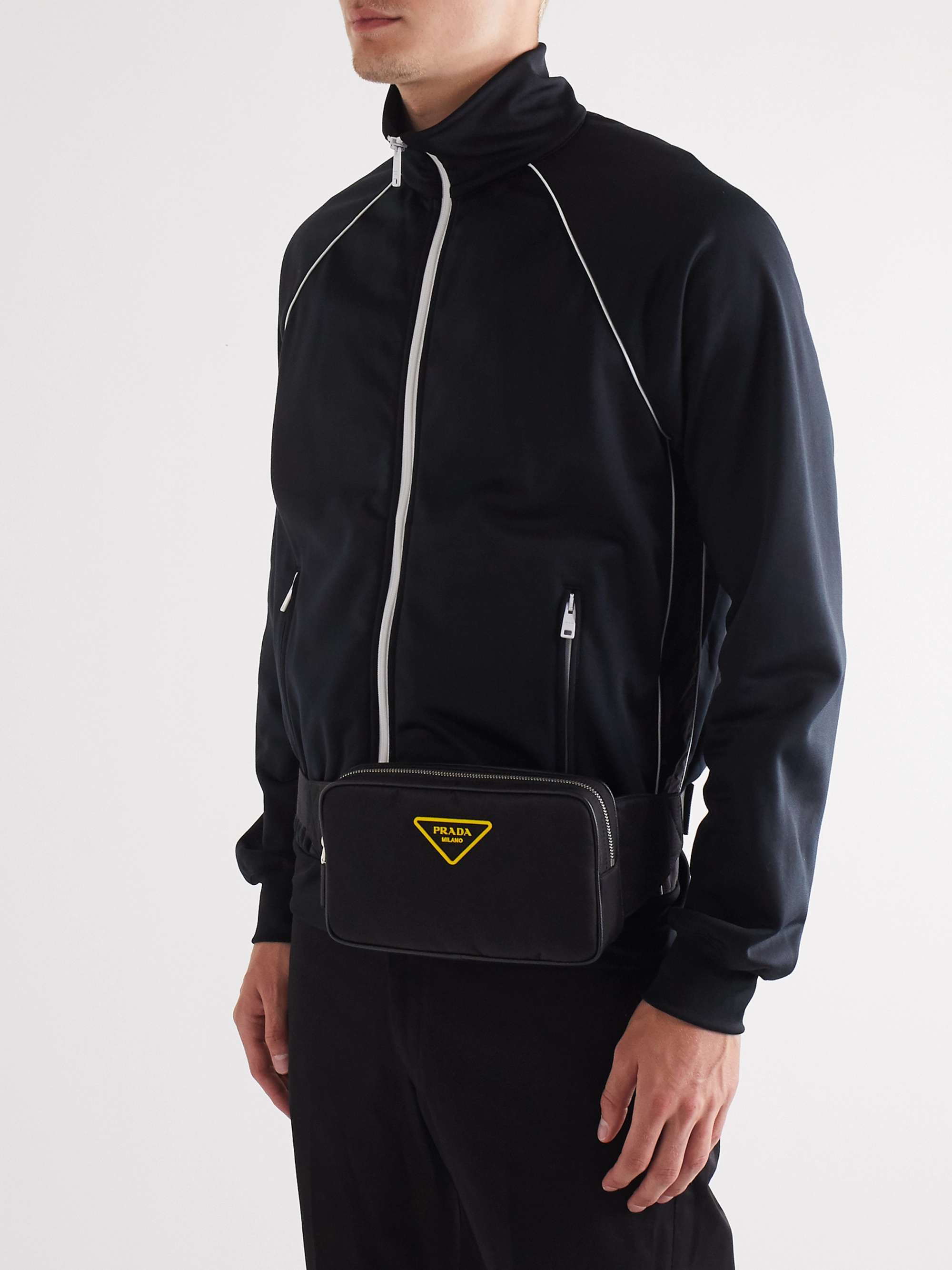 PRADA Logo-Appliquéd Leather-Trimmed Nylon Belt Bag for Men | MR PORTER