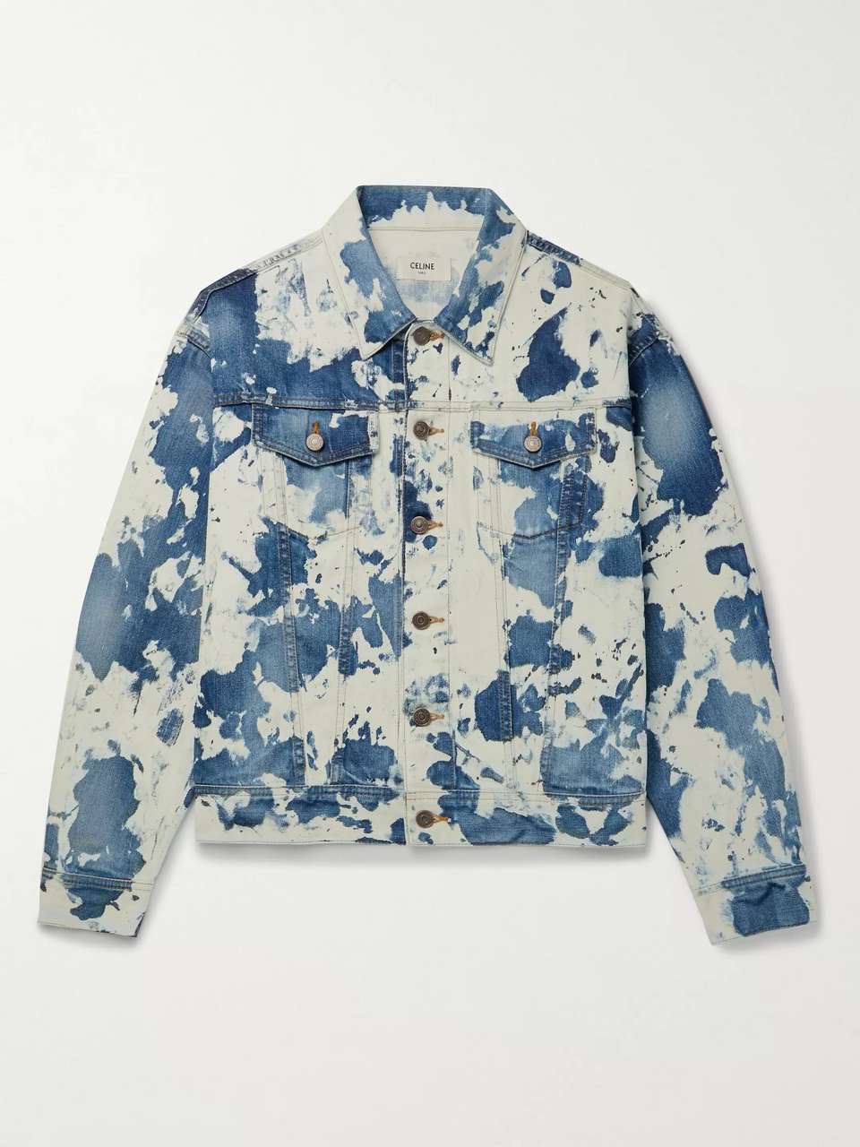 CELINE HOMME Loose-Fit Bleached Camouflage Denim Trucker Jacket for Men | MR PORTER