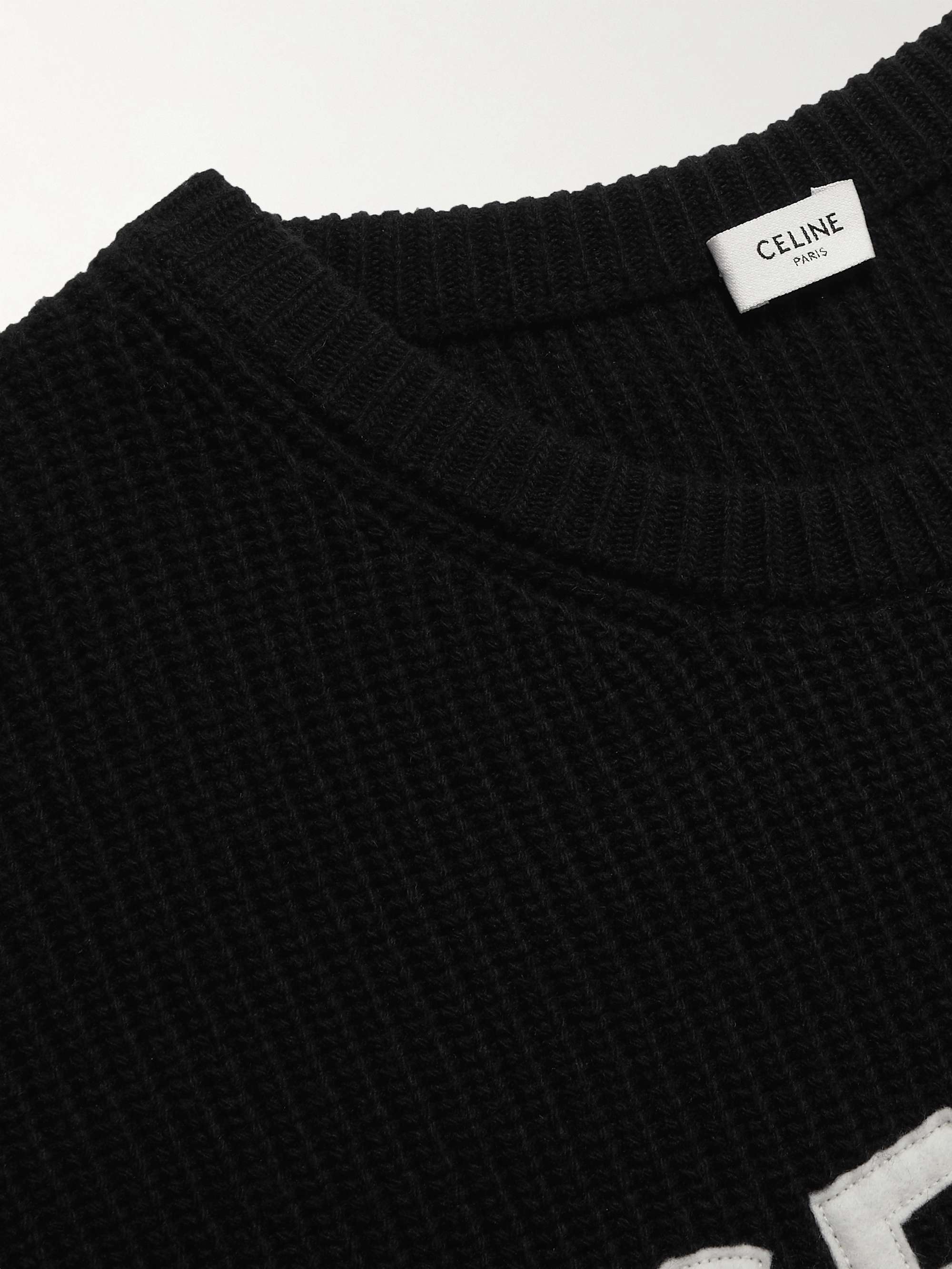 CELINE HOMME Logo-Appliquéd Wool Sweater for Men | MR PORTER