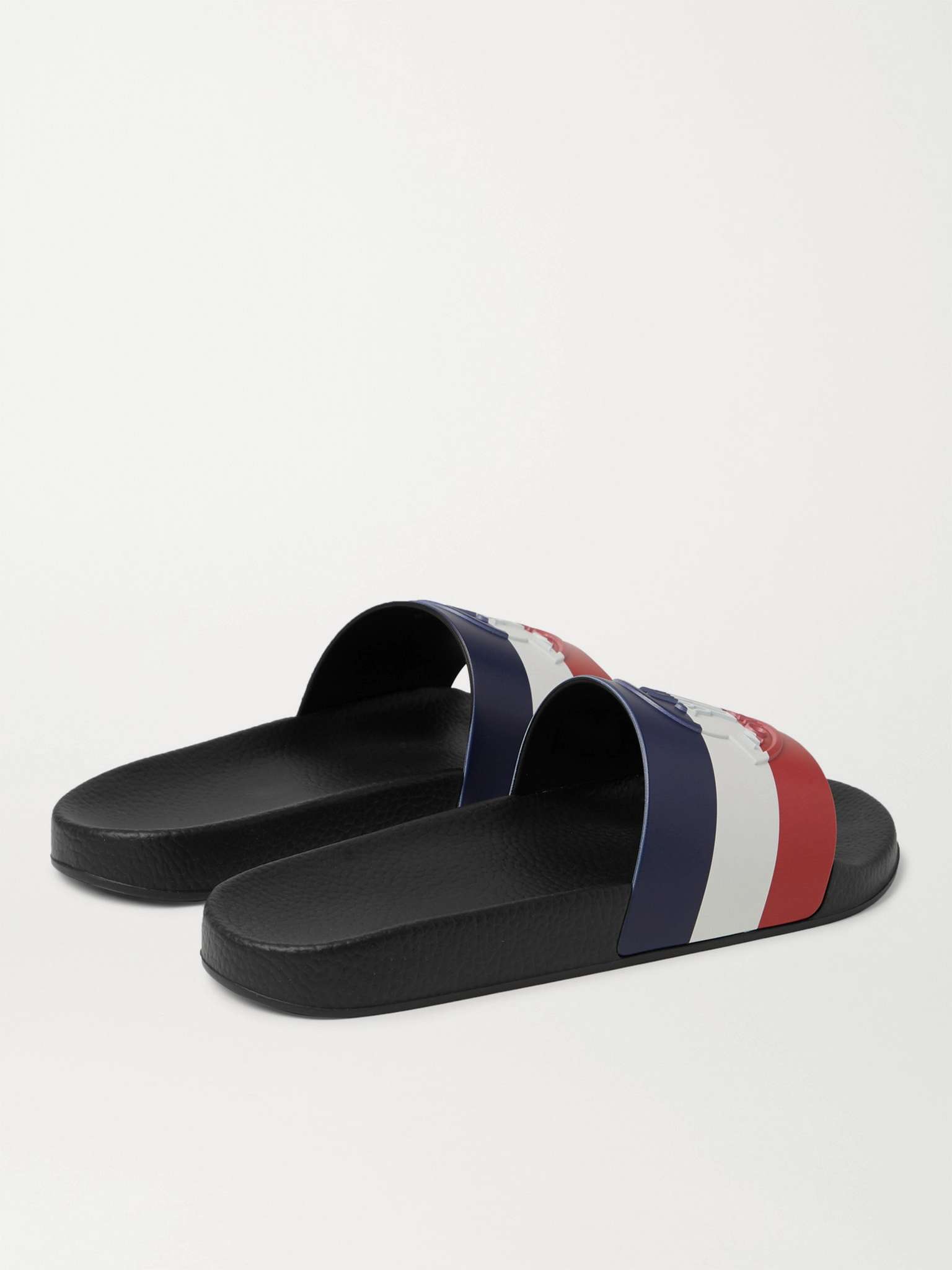MONCLER Basile Logo-Embossed Striped Rubber Slides for Men | MR PORTER
