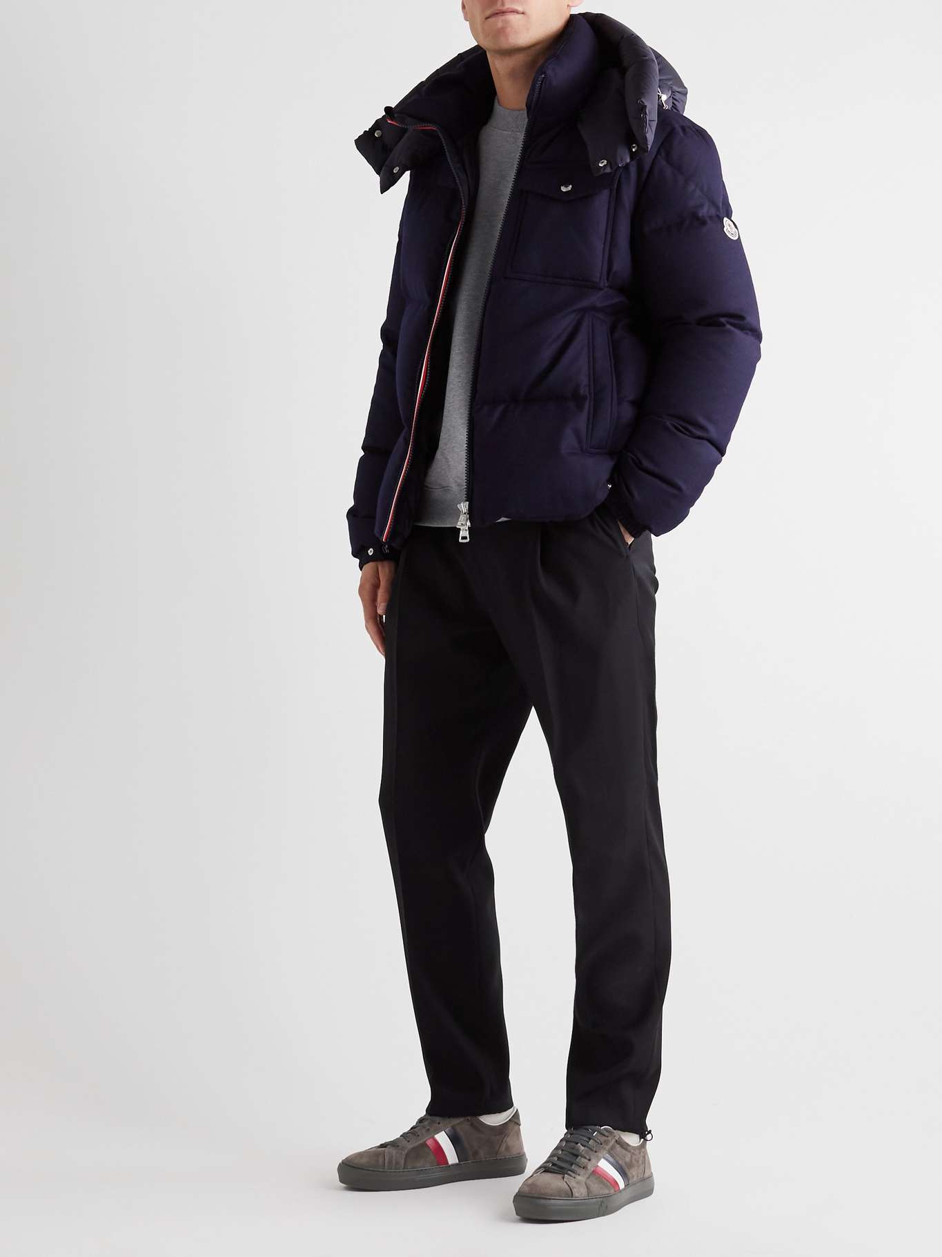 MONCLER New Monaco Suede and Leather Sneakers for Men | MR PORTER