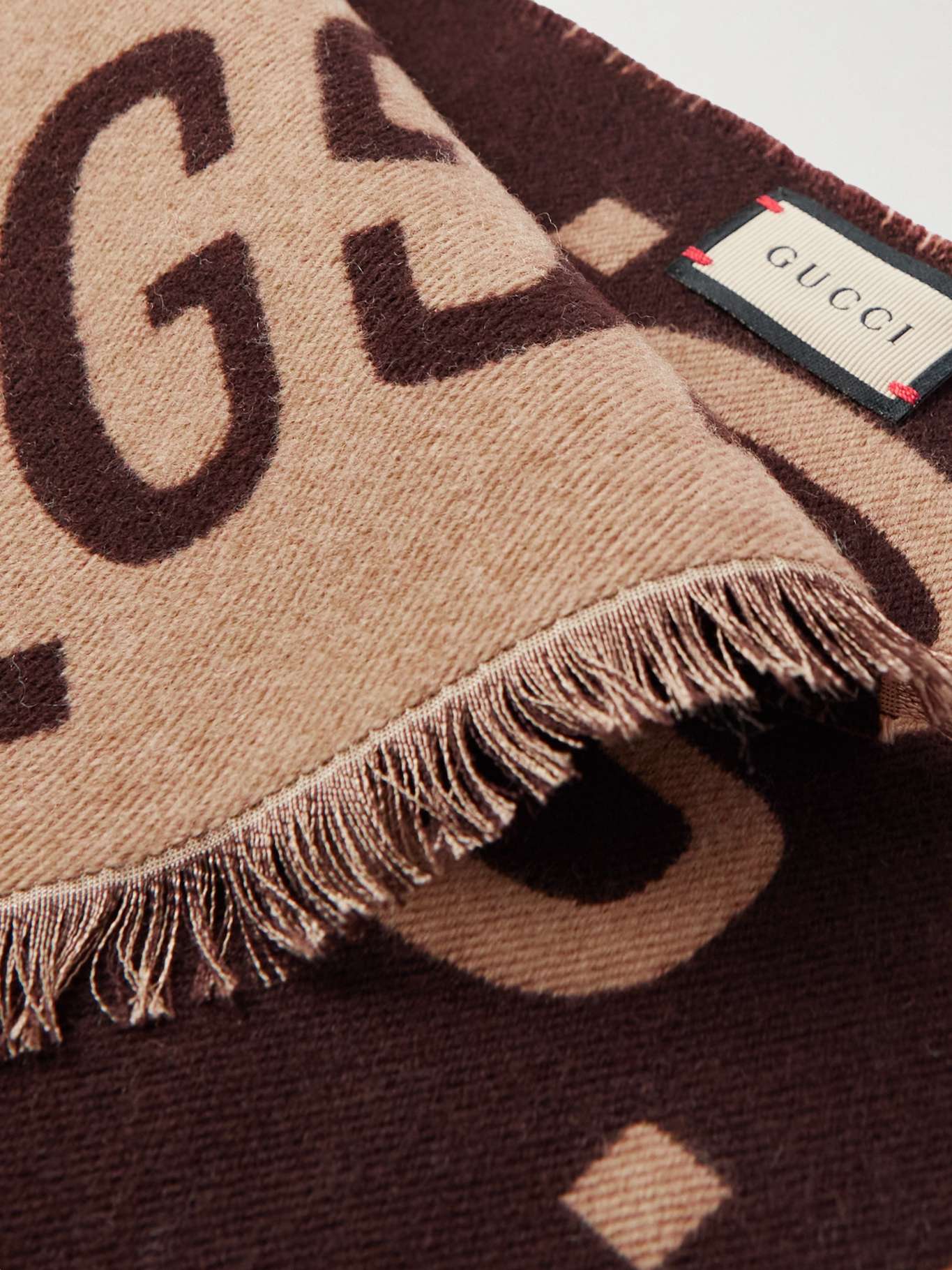 GUCCI Logo-Jacquard Wool and Silk-Blend Scarf for Men | MR PORTER