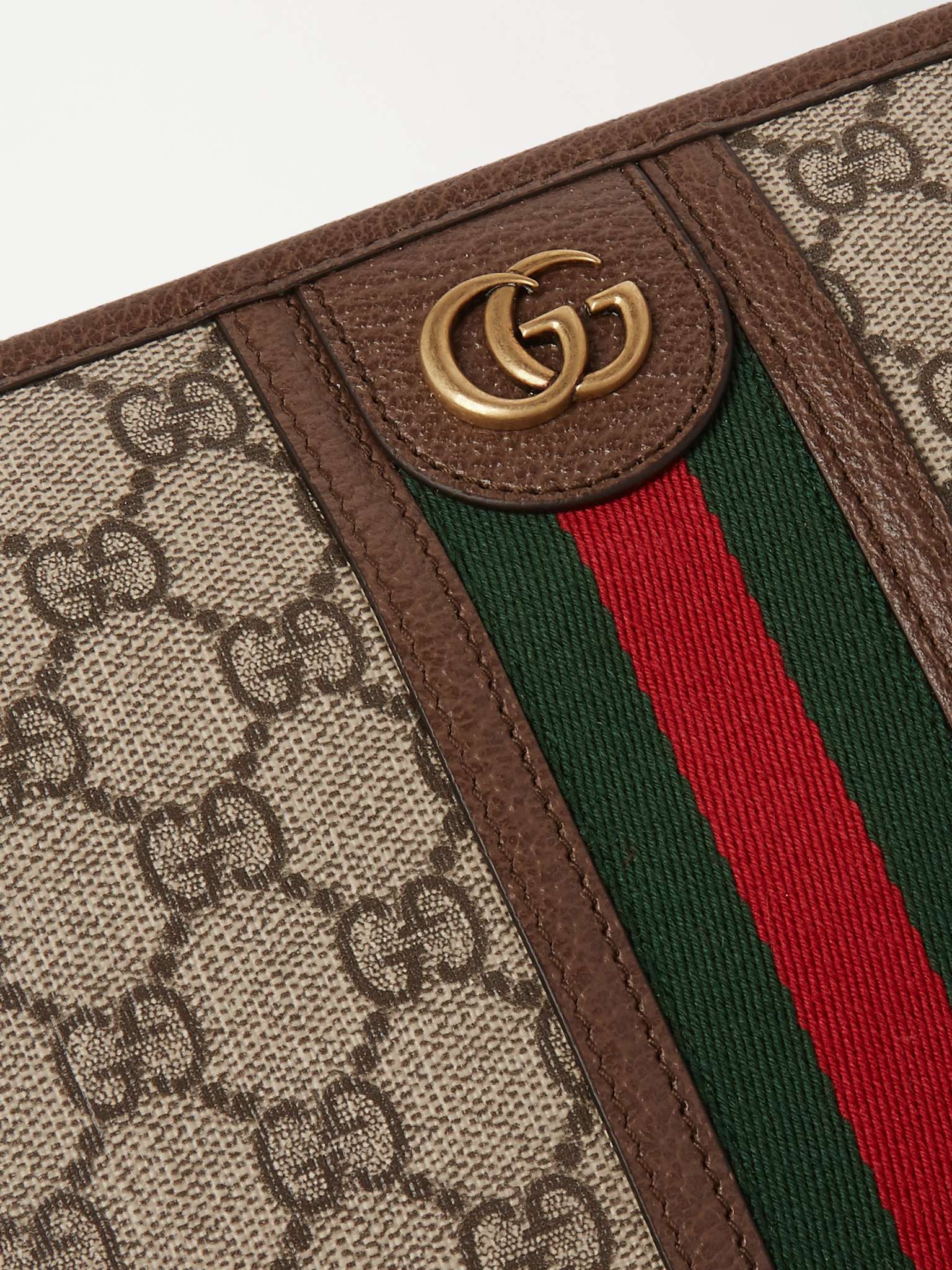 GUCCI Ophidia Leather and Webbing-Trimmed Logo-Jacquard Coated-Canvas ...
