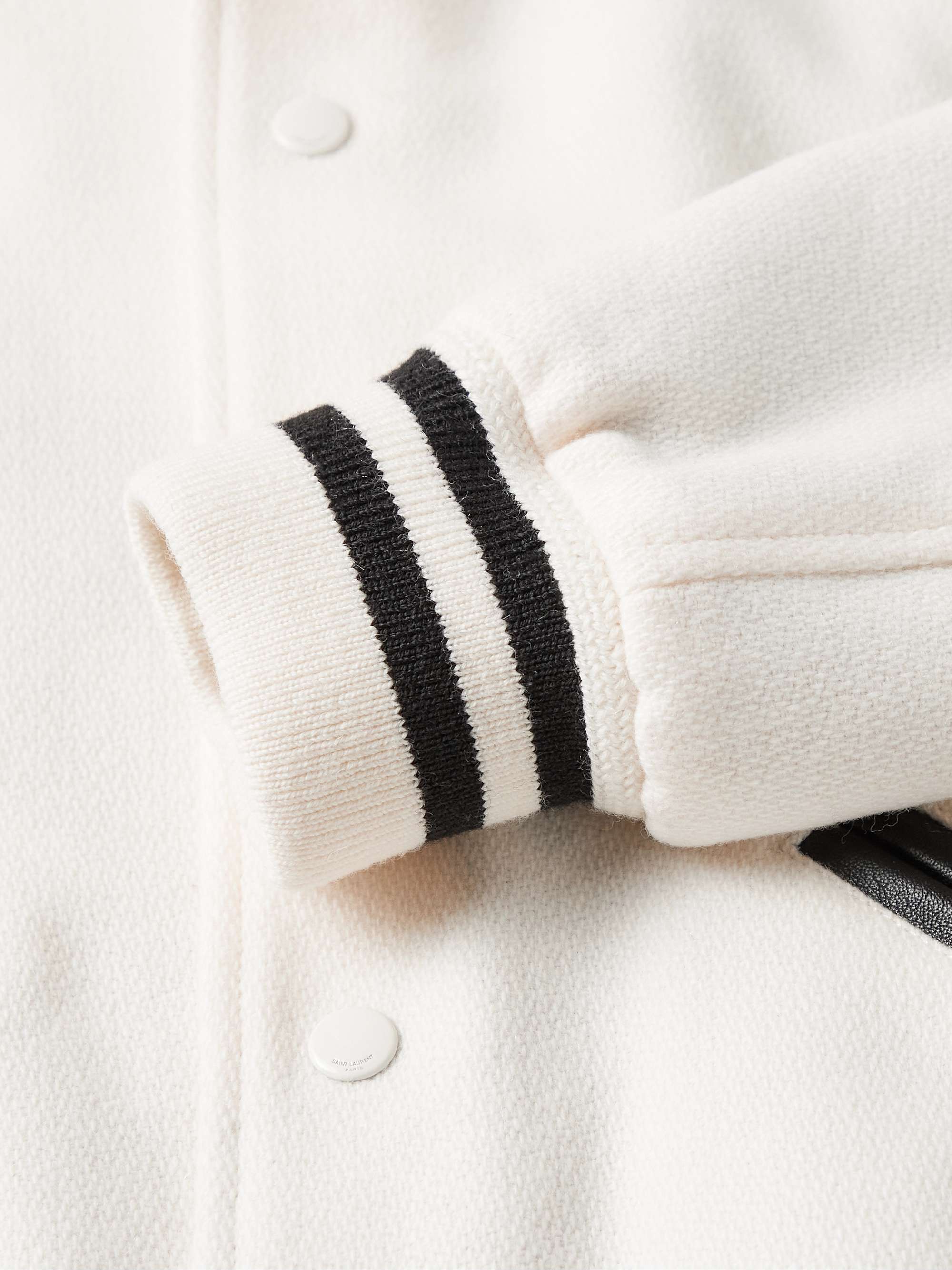 SAINT LAURENT Teddy Leather-Trimmed Virgin Wool-Blend Bomber Jacket for ...