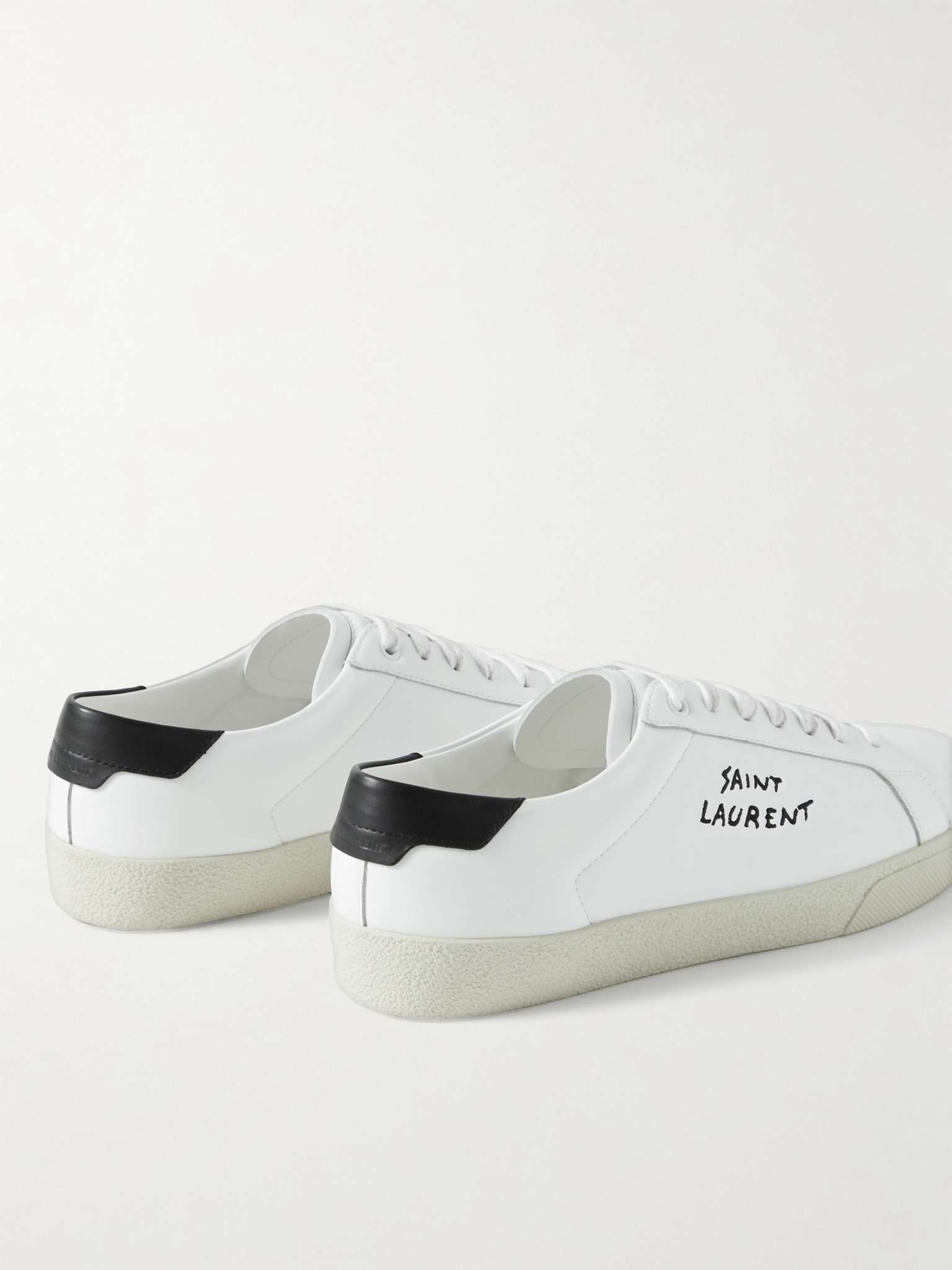 SAINT LAURENT SL/06 Court Classic Logo-Embroidered Leather Sneakers for ...