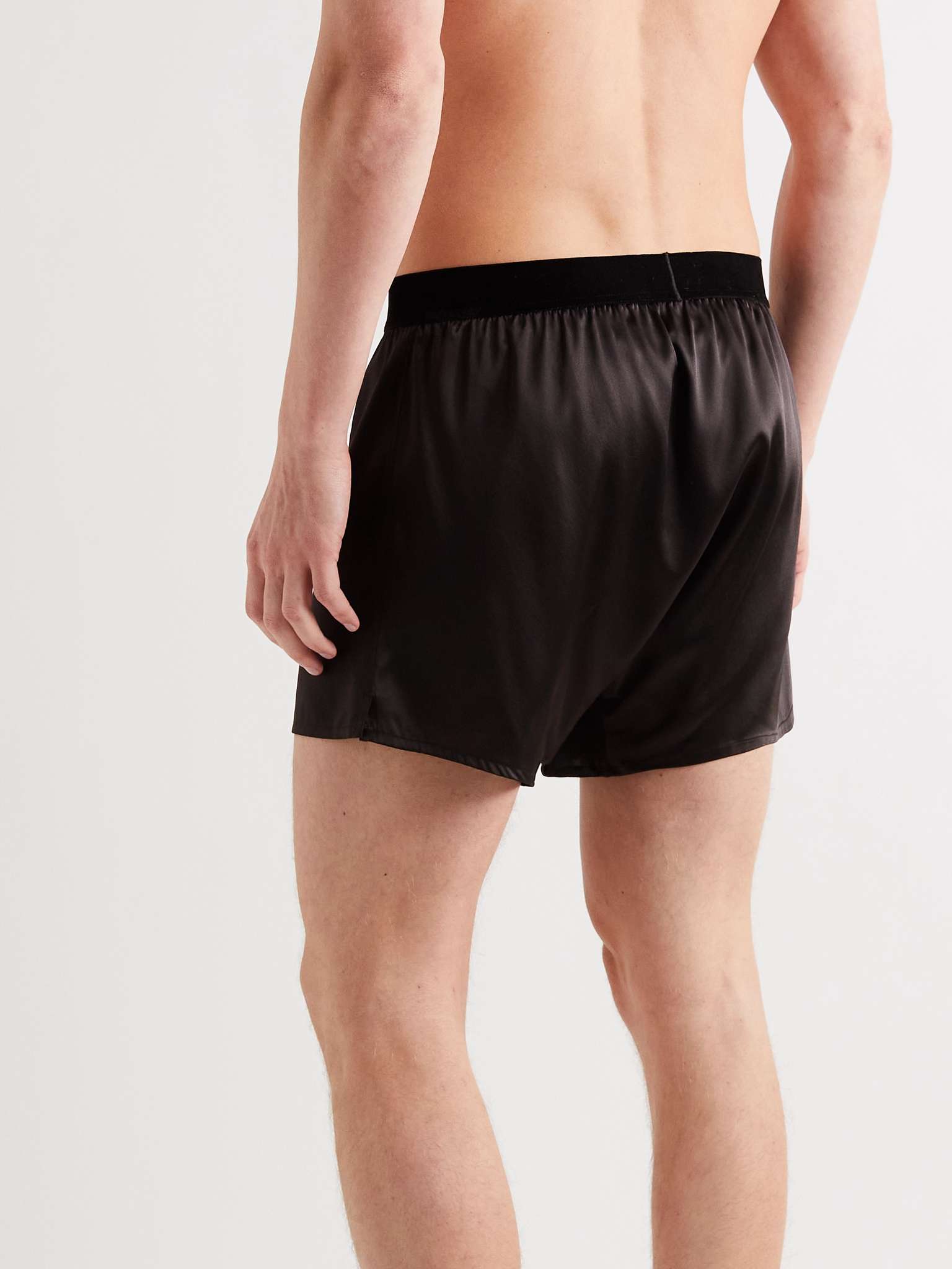 TOM FORD Velvet-Trimmed Stretch-Silk Satin Boxer Shorts for Men | MR PORTER