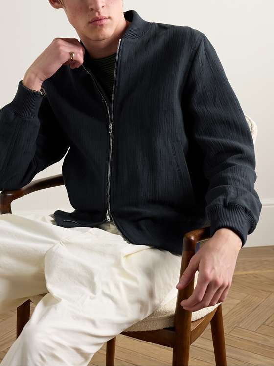 MR P. Textured Cotton and Linen-Blend Bomber Jacket for Men | MR PORTER