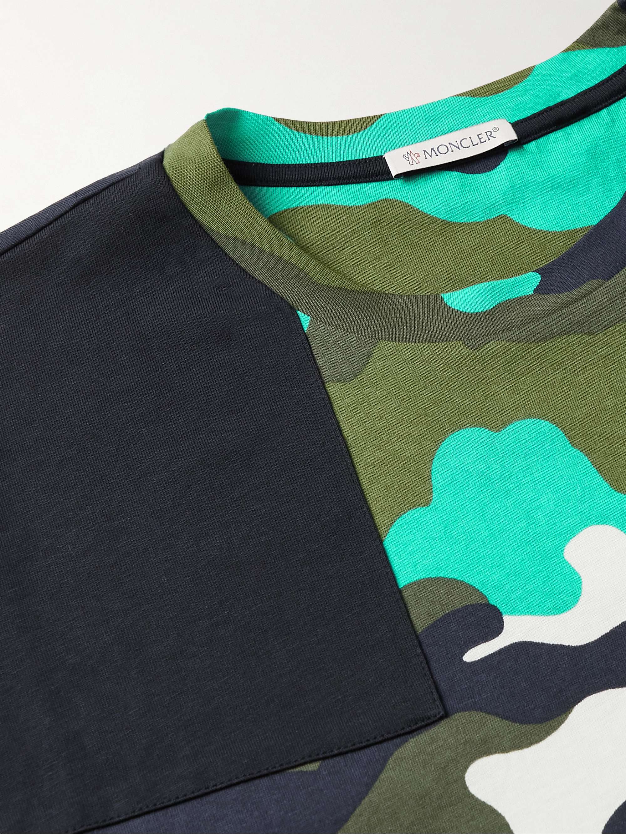 Camouflage Print Cotton Jersey T Shirt navy XL