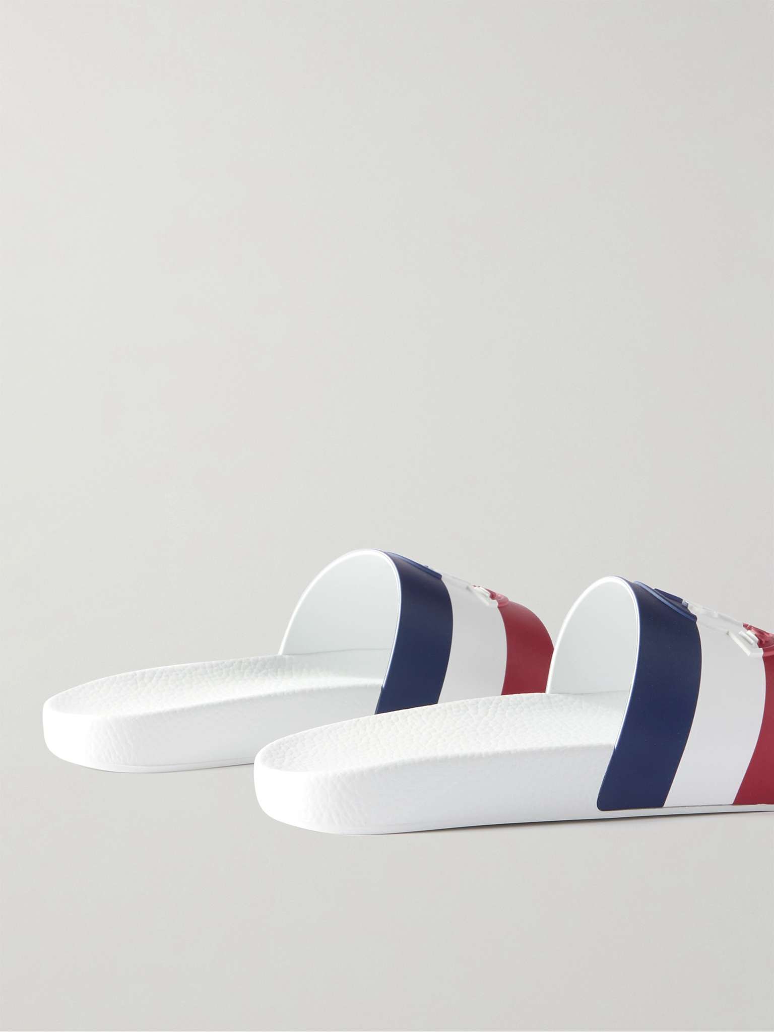 MONCLER Basile Logo-Embossed Striped Rubber Slides for Men | MR PORTER