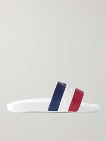 MONCLER Basile Logo-Embossed Striped Rubber Slides for Men | MR PORTER