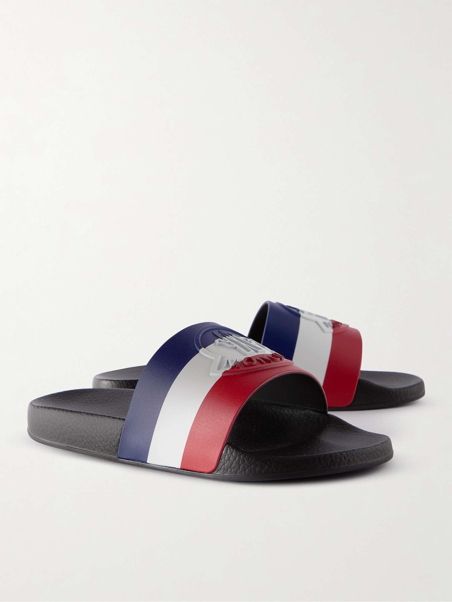 MONCLER Basile Logo-Embossed Striped Rubber Slides for Men | MR PORTER