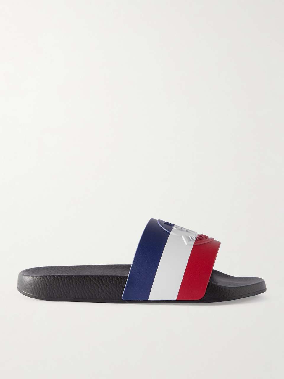 MONCLER Basile Logo-Embossed Striped Rubber Slides for Men | MR PORTER