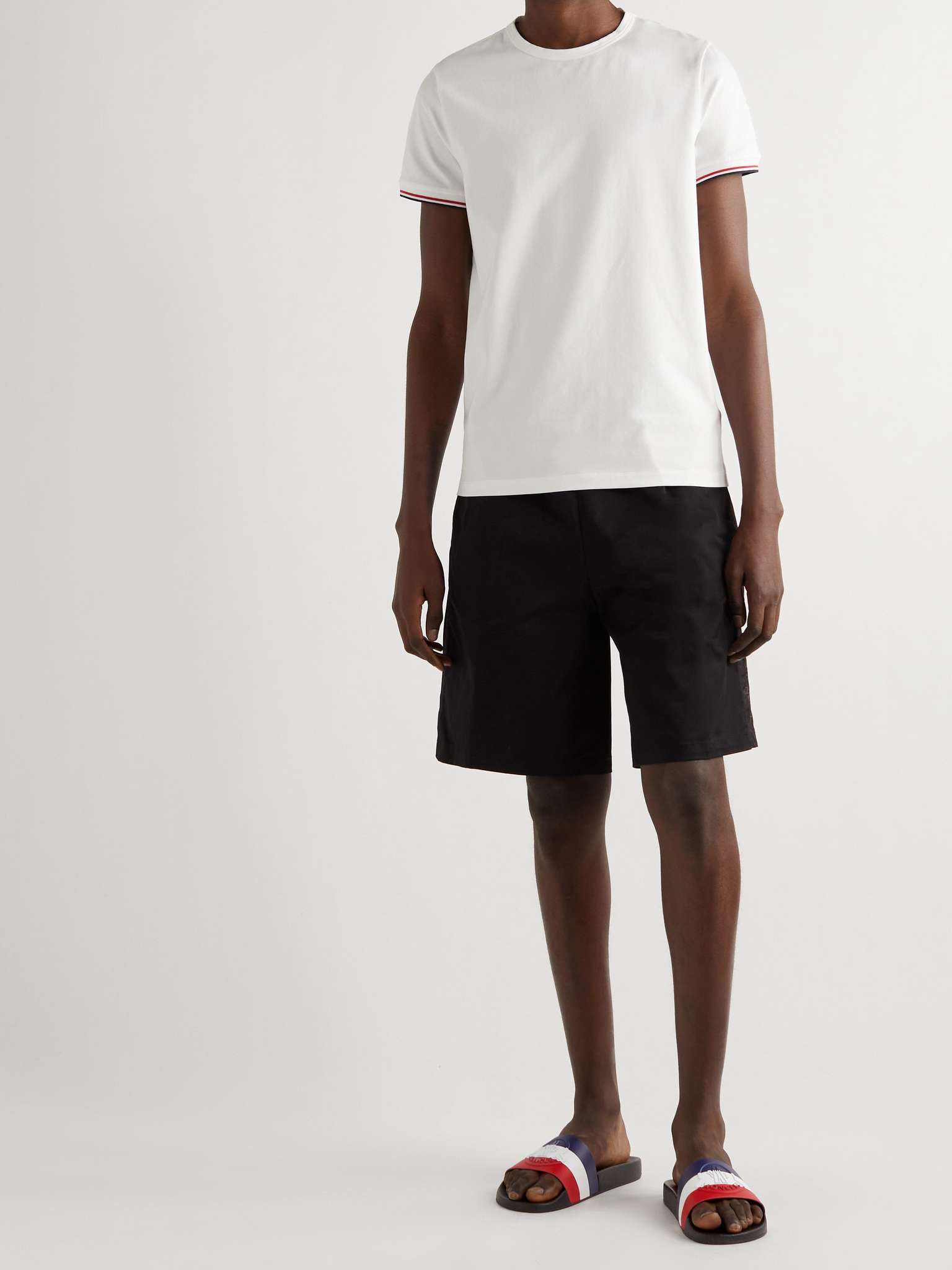 MONCLER Basile Logo-Embossed Striped Rubber Slides for Men | MR PORTER