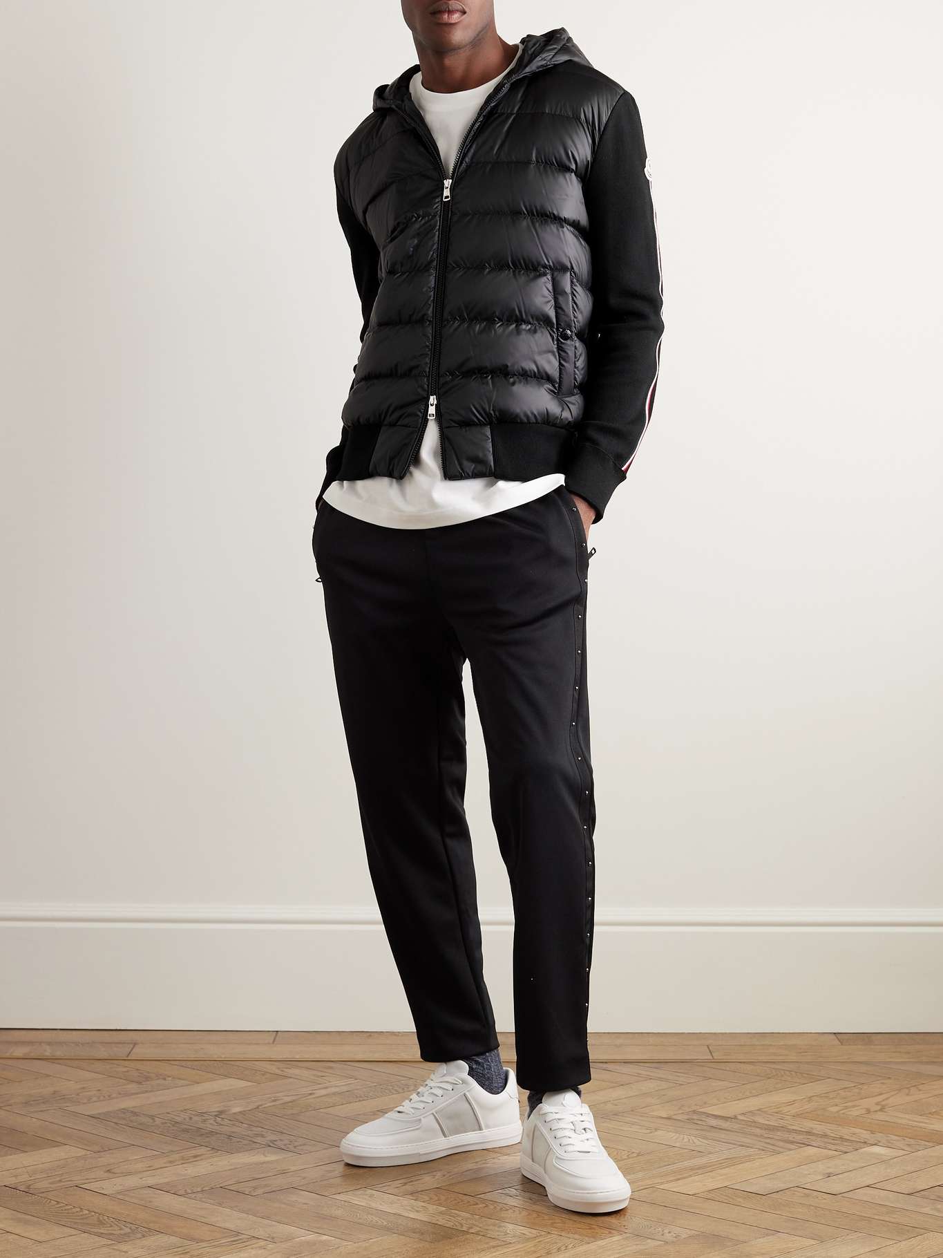 MONCLER Slim-Fit Ribbed Wool and Quilted Shell Down Hooded Zip-Up ...