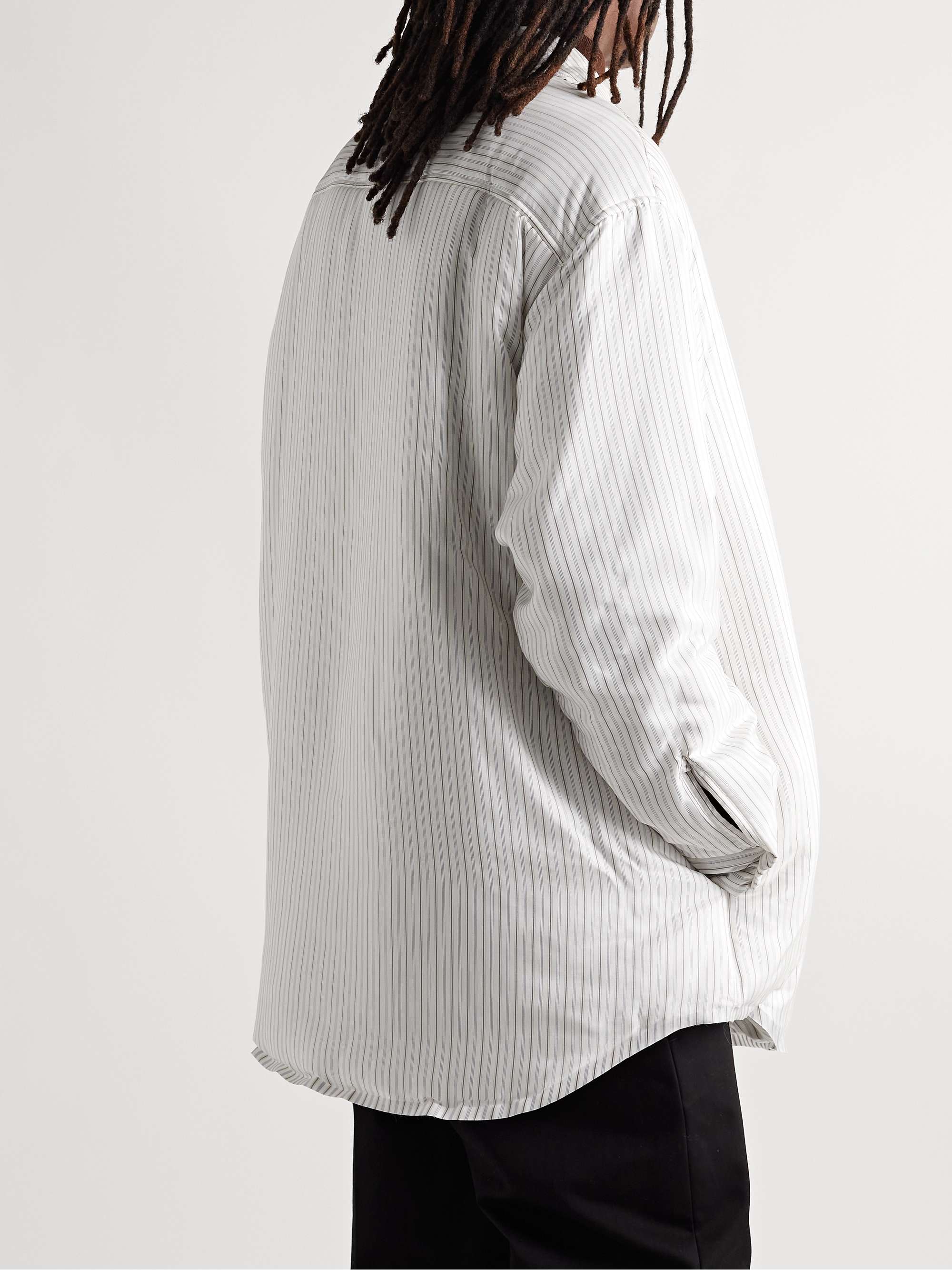 MAISON MARGIELA Oversized Padded Striped Matte-Satin Overshirt for Men ...