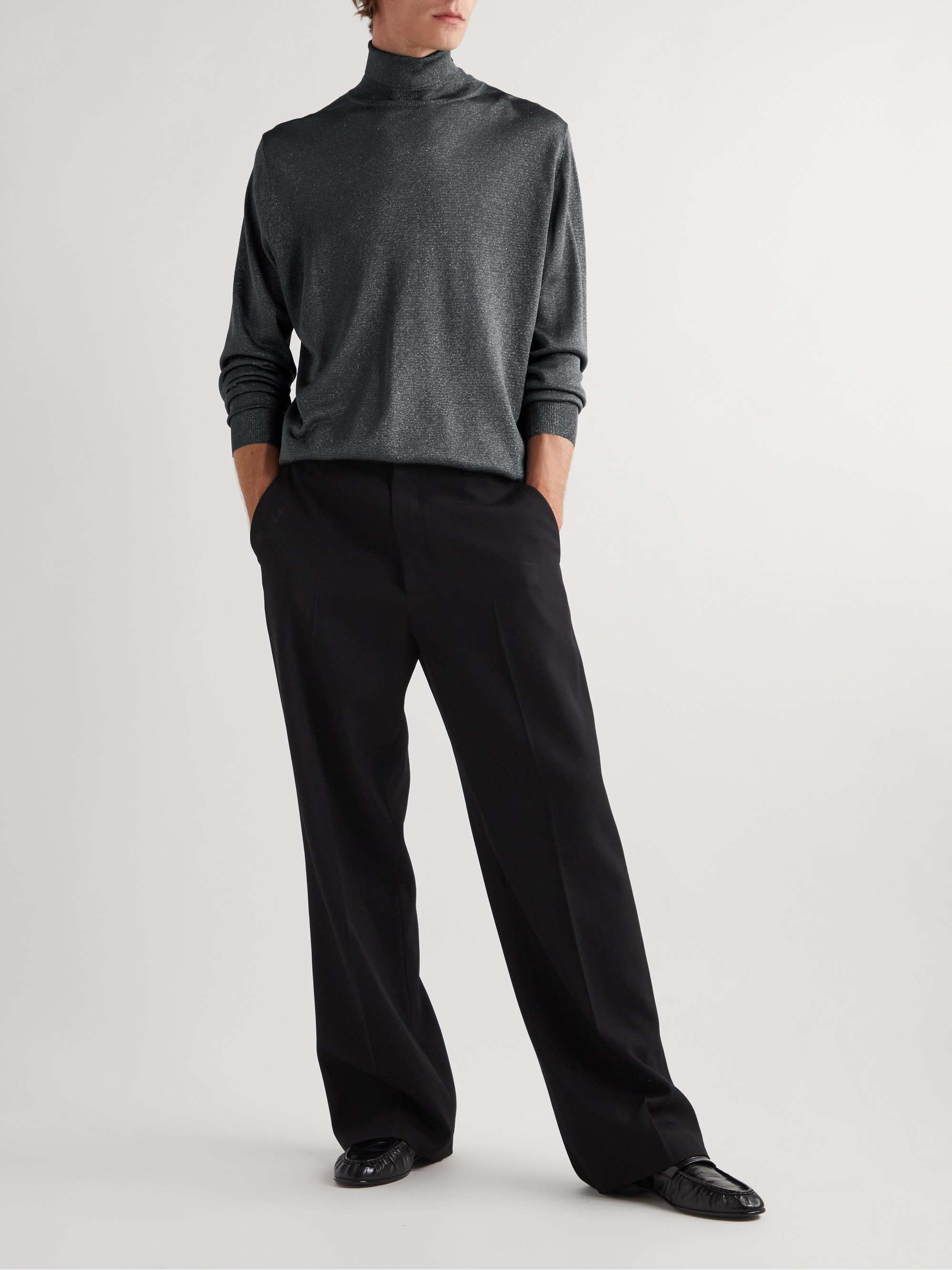 ETRO Metallic Knitted Rollneck Sweater for Men | MR PORTER
