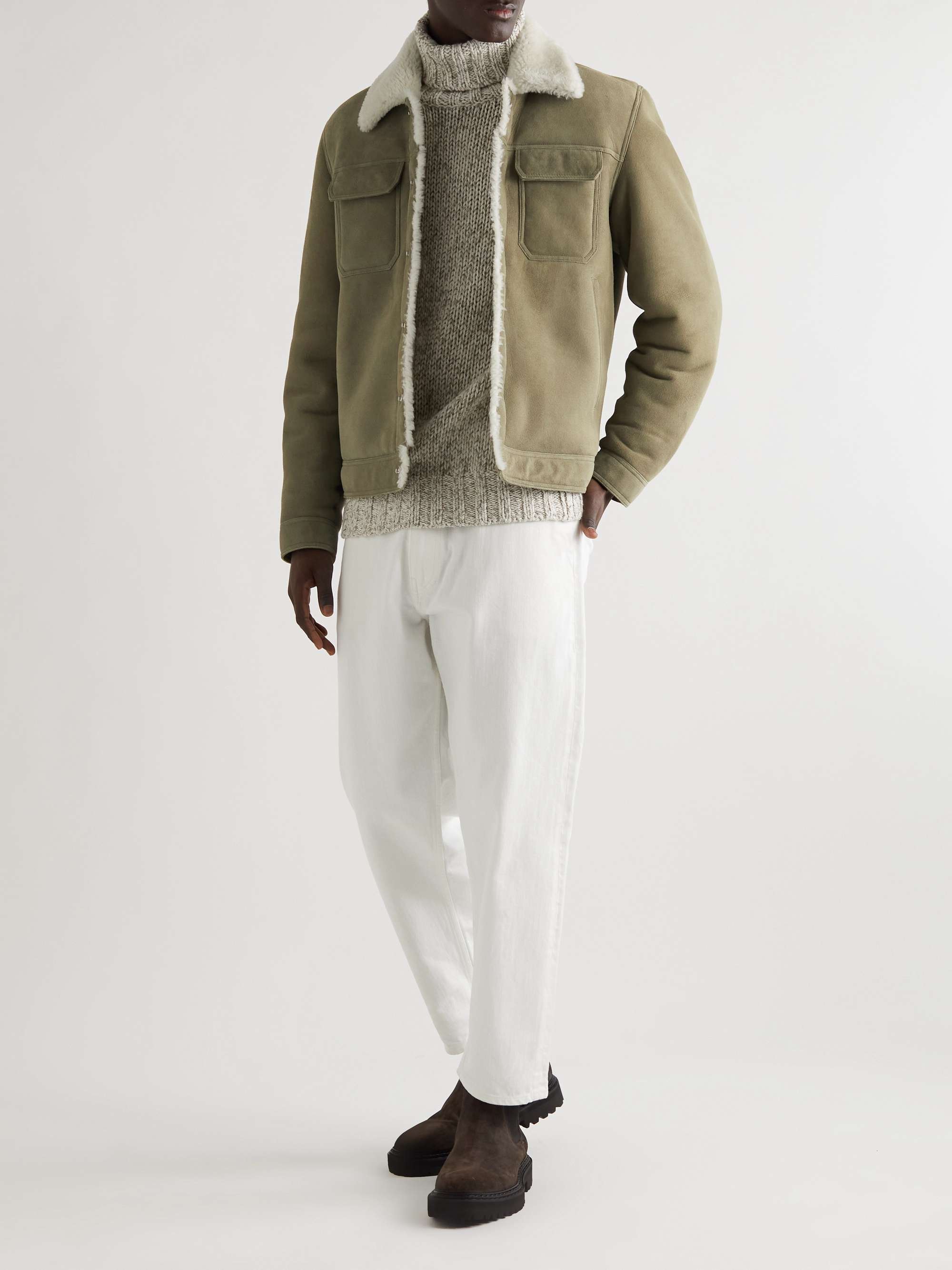 MR P. Shearling-Lined Suede Trucker Jacket for Men | MR PORTER