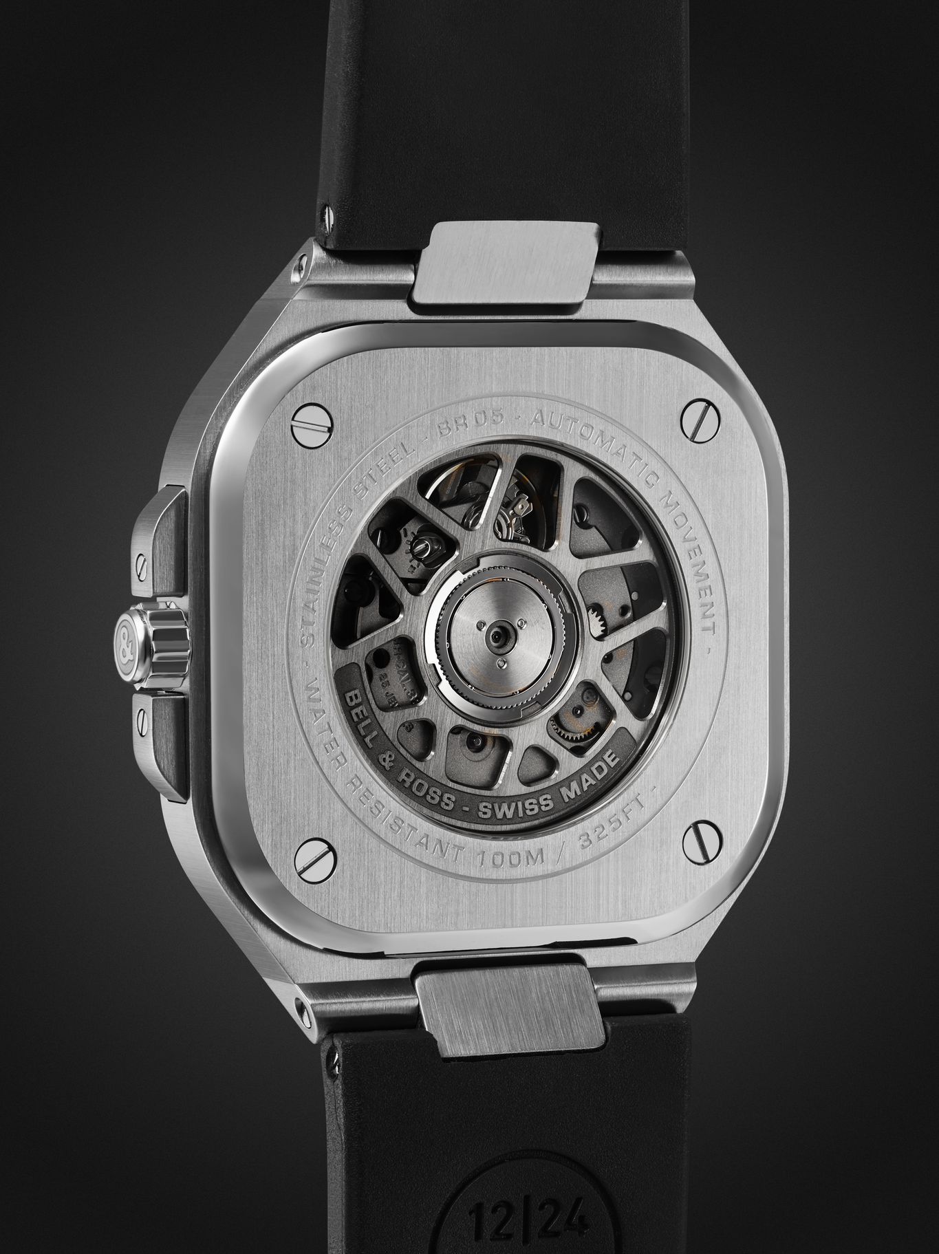 BELL & ROSS BR 05 Automatic GMT 41mm Stainless Steel and Rubber Watch ...