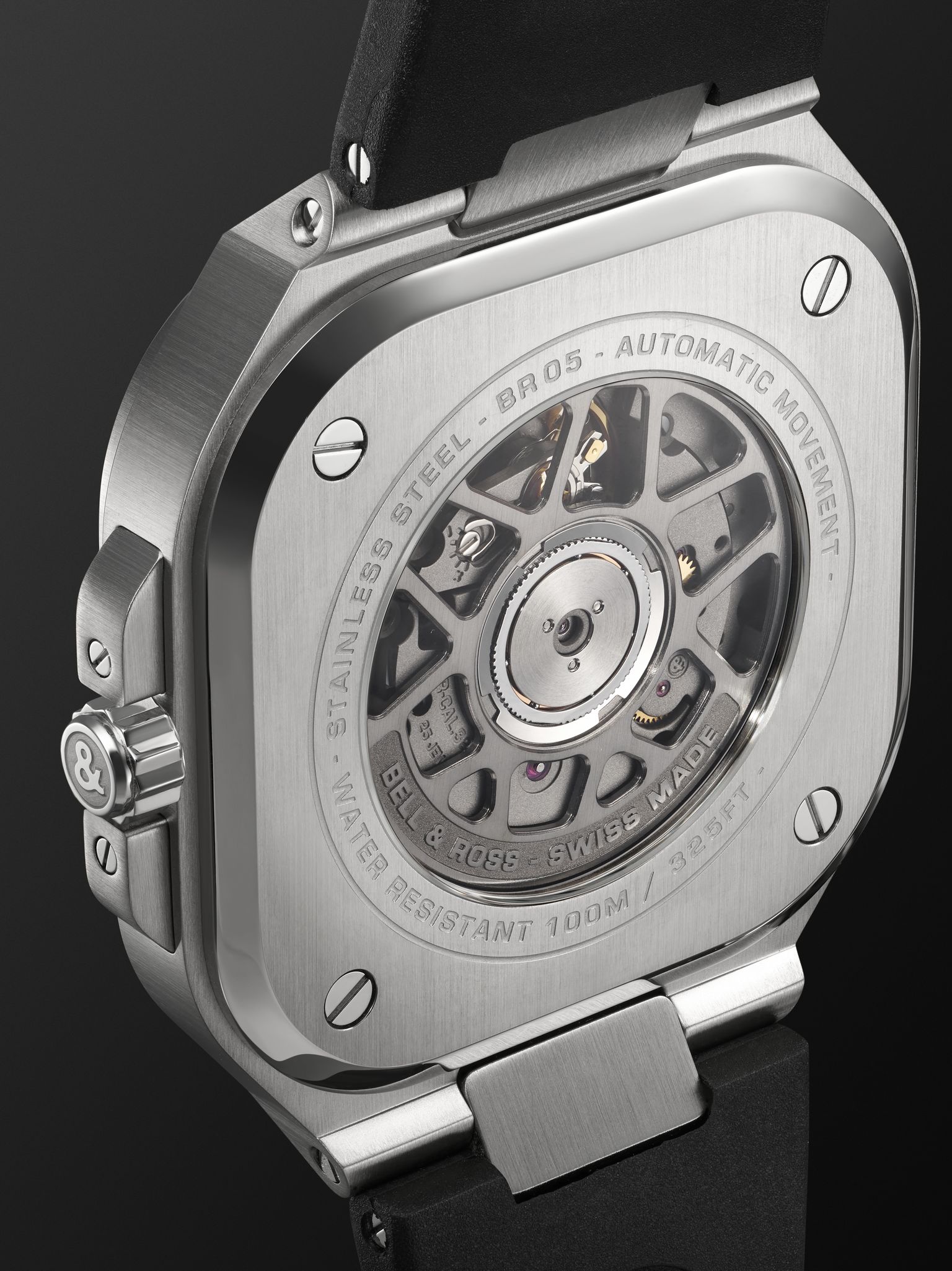 BELL & ROSS BR 05 Automatic GMT 41mm Stainless Steel and Rubber Watch ...