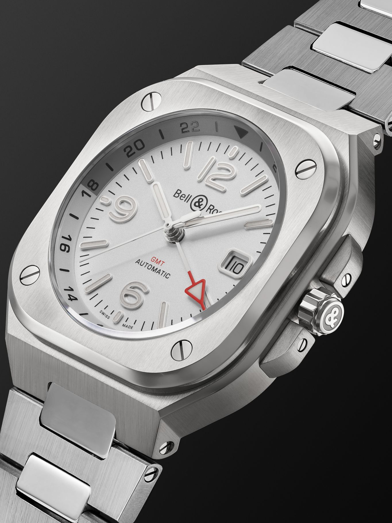 BELL & ROSS BR 05 GMT Automatic 41mm Stainless Steel Watch, Ref. No ...