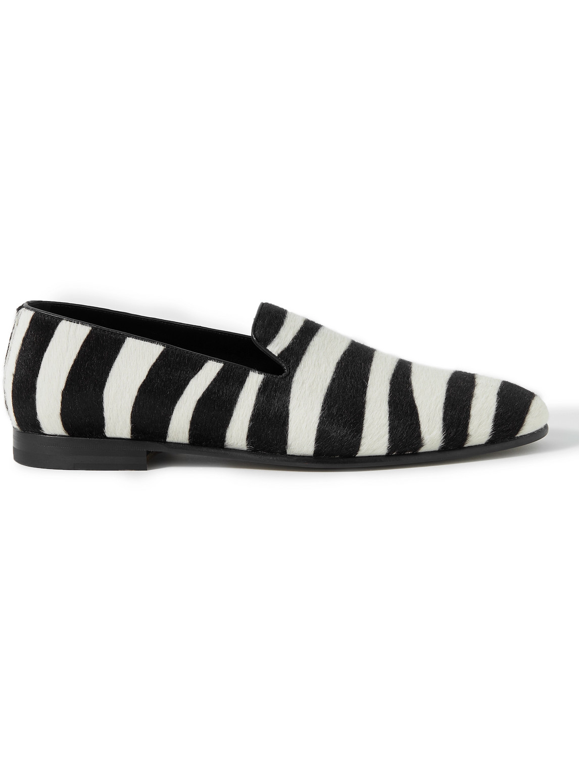 Manolo Blahnik Mario Leather-trimmed Zebra-print Calf Hair Loafers In ...