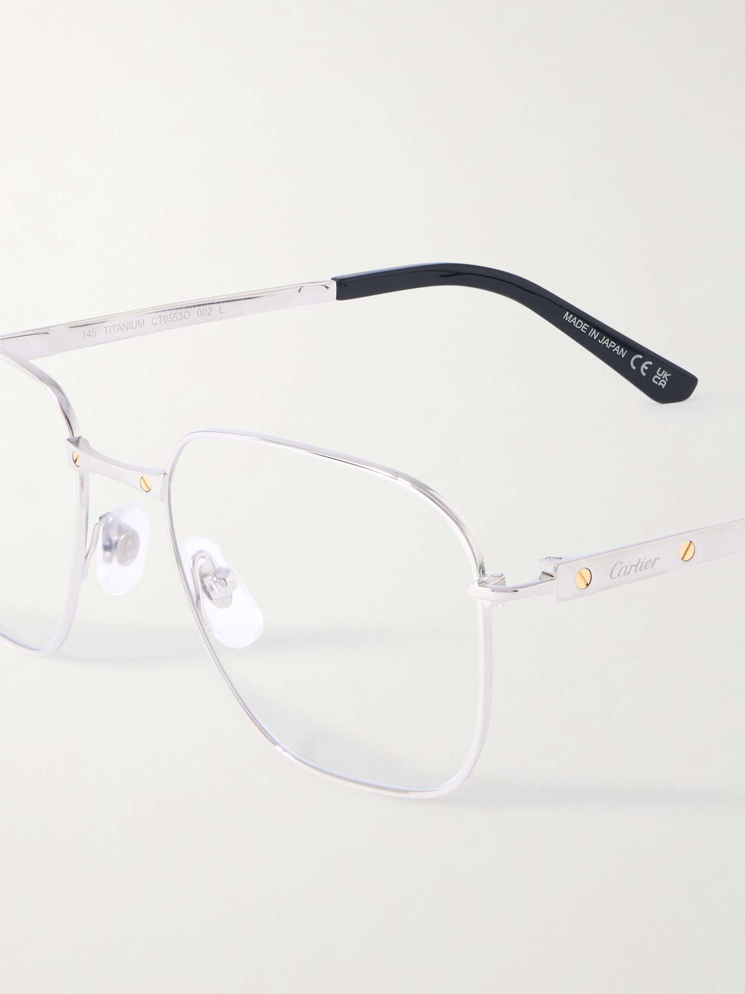 CARTIER EYEWEAR Santos de Cartier D-Frame Silver-Tone Titanium Optical ...
