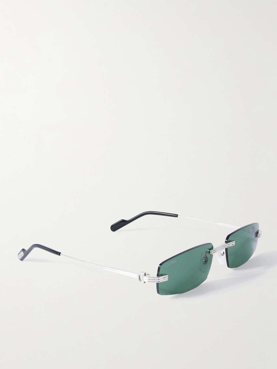 CARTIER EYEWEAR Rimless Rectangular-Frame Silver-Tone Sunglasses for ...