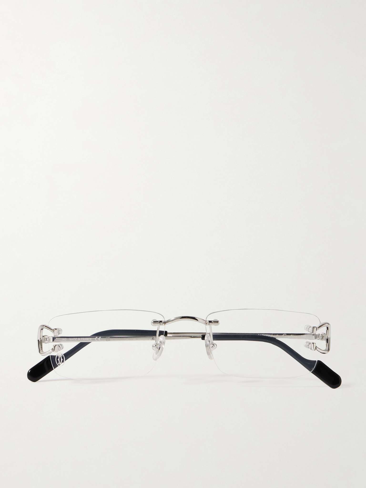 CARTIER EYEWEAR Rimless Rectangular-Frame Silver-Tone Optical Glasses ...